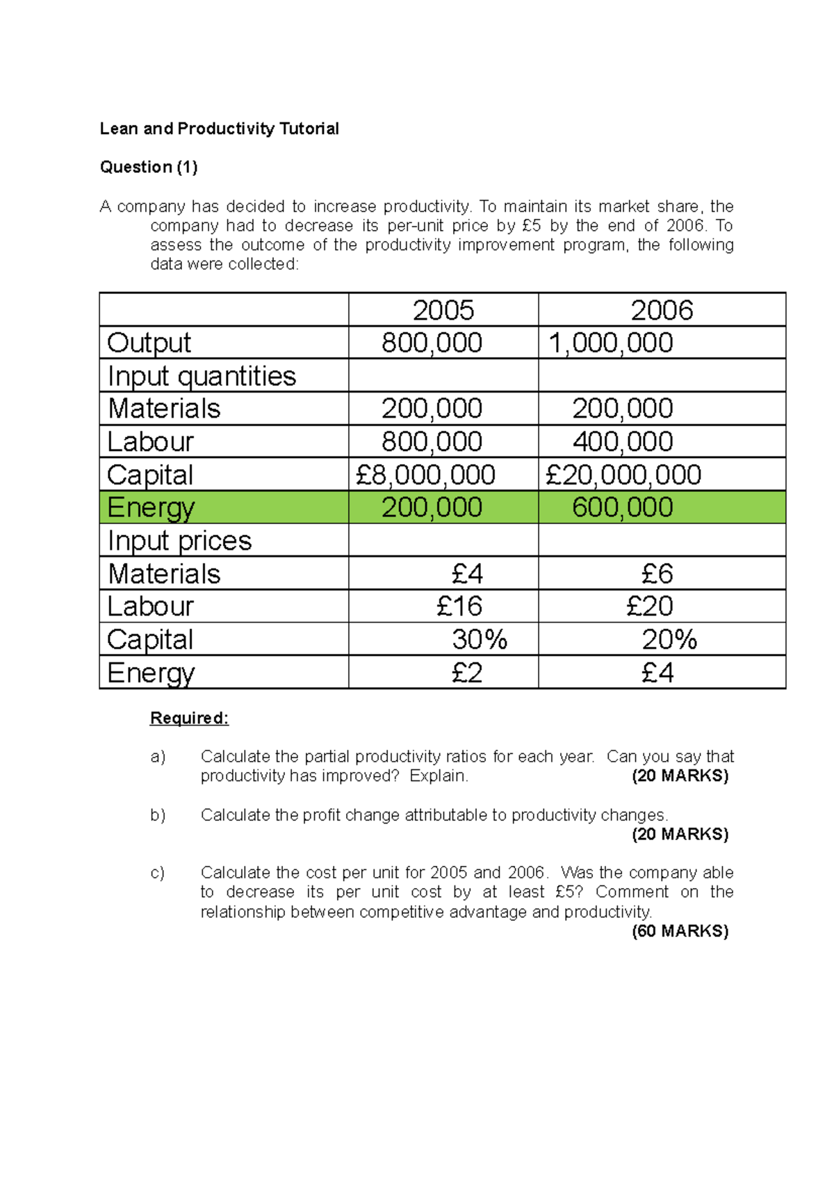 Lean target costing and Productivity Tutorial QA 8 - Lean and ...