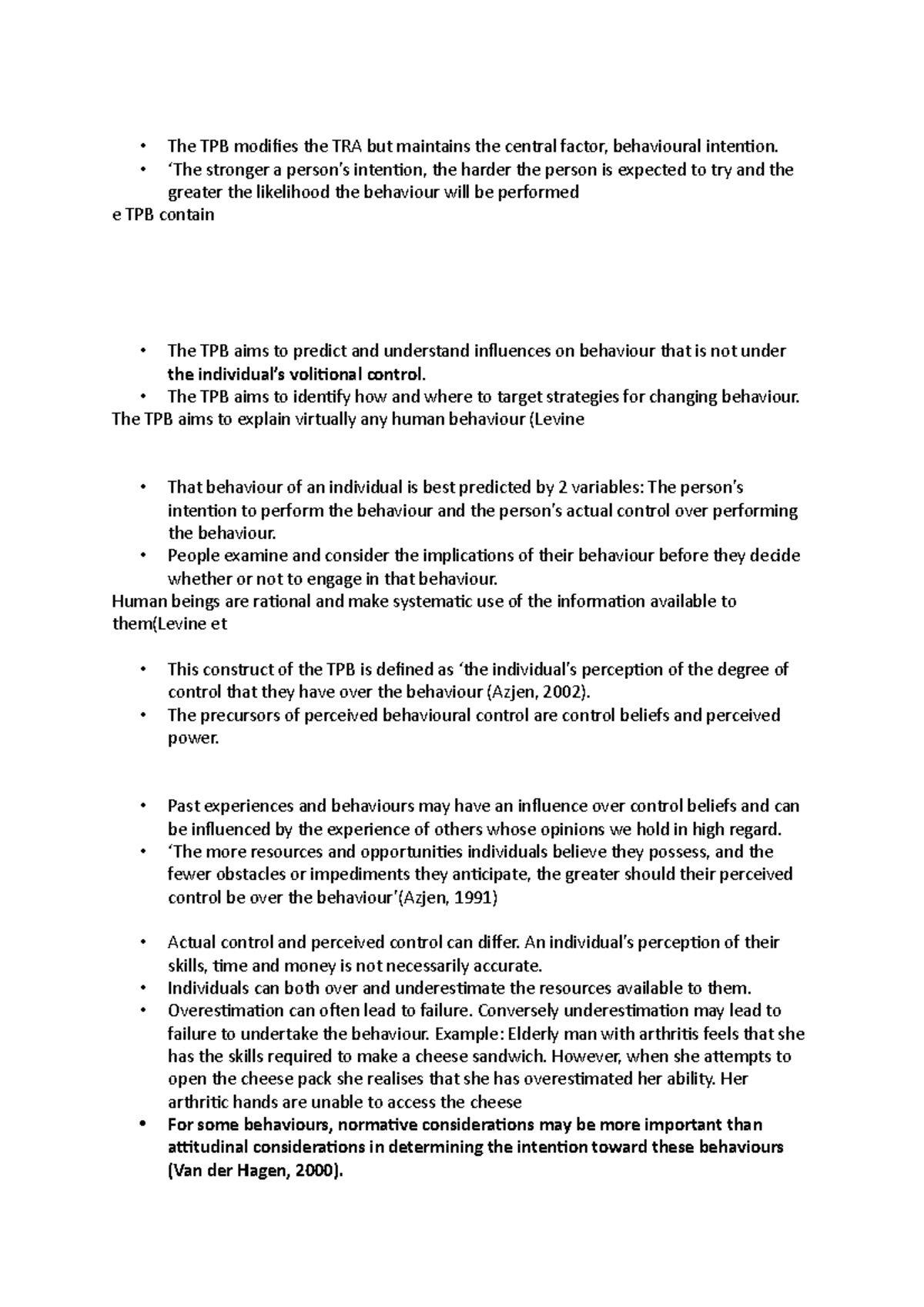 Tpb notes lecture - Very good - The TPB modifies the TRA but maintains ...