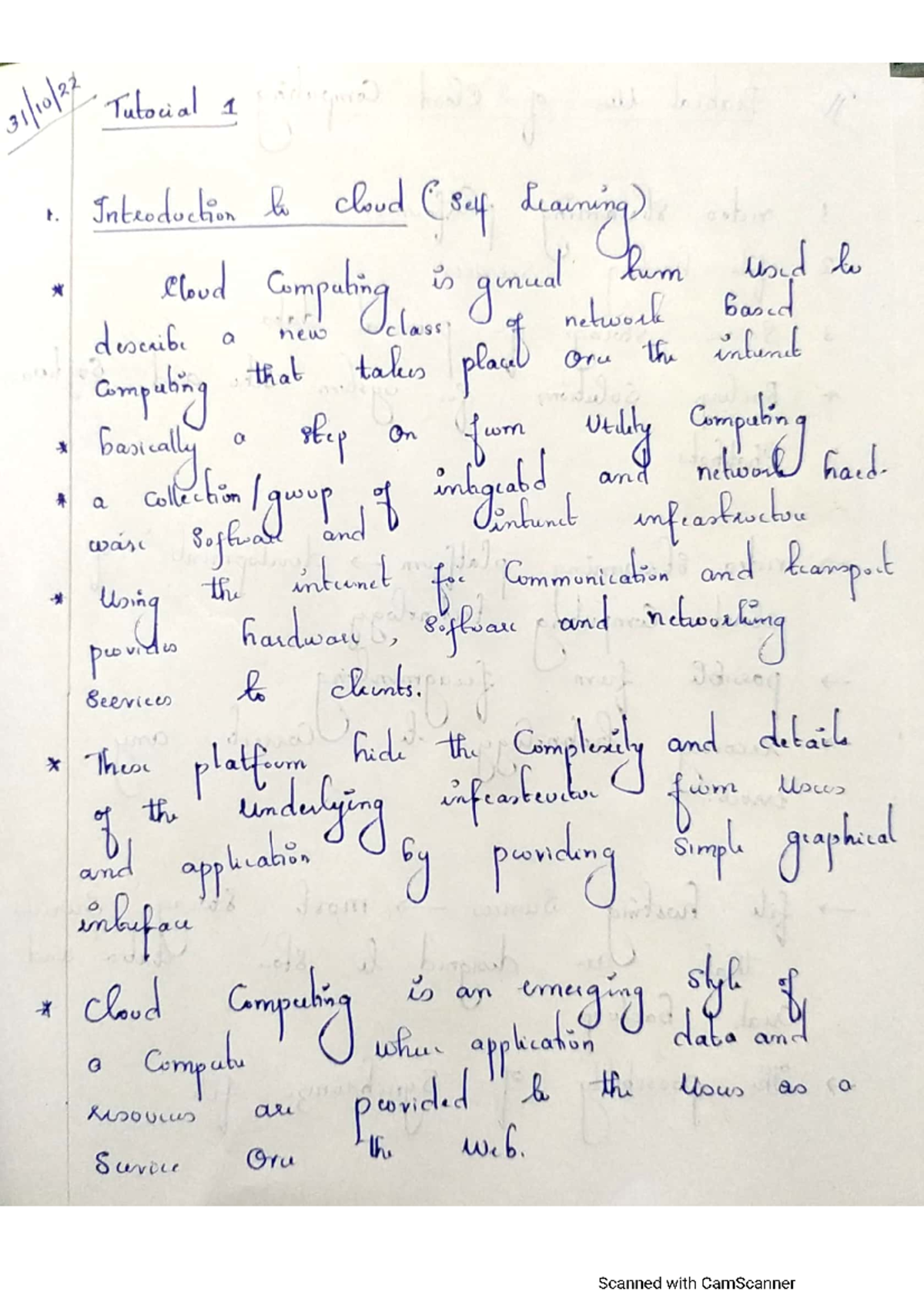 Tutorial 1 - Elective 3- Cloud Computing - Studocu