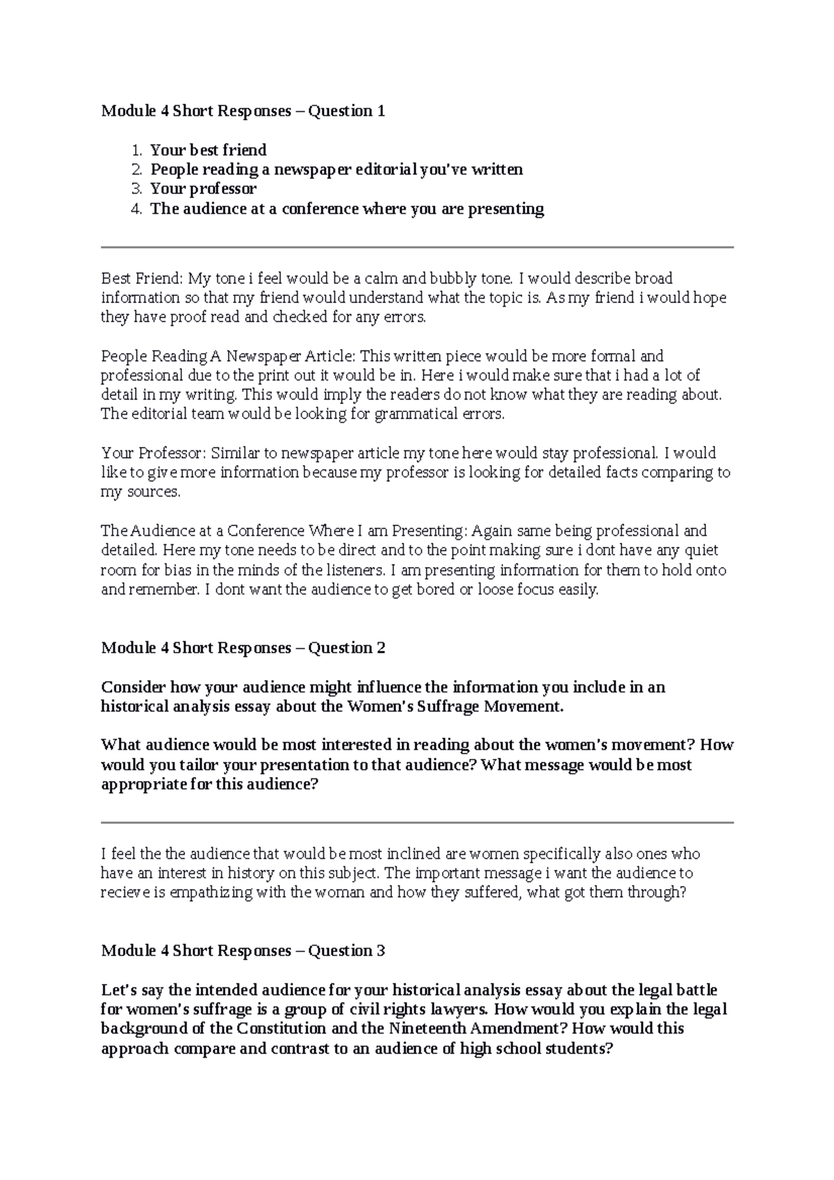 Module 4 Short Response - Module 4 Short Responses – Question 1 Your ...