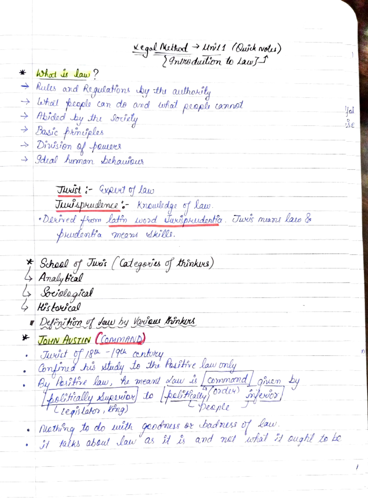 Legal Method UNIT 1 First SEM Notes BY Shrutipdf - bhat is law ...