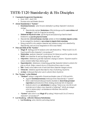 THTR-T120 Definitive Guide to Stella Adler’s Acting Technique - o ...