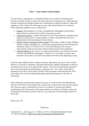 Unit 4 - Discussion Assignment - UNIT 4 – DISCUSSION ASSIGNMENT I think ...