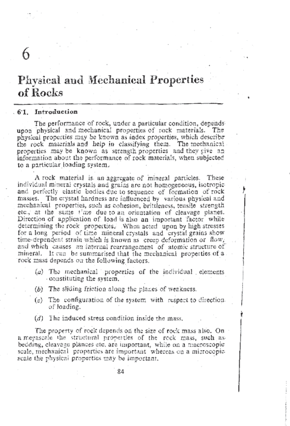 ROCK MECHANICS: PHYSICAL PROPERTIES AND MECHANICAL PROPERTIES OF ROCKS ...