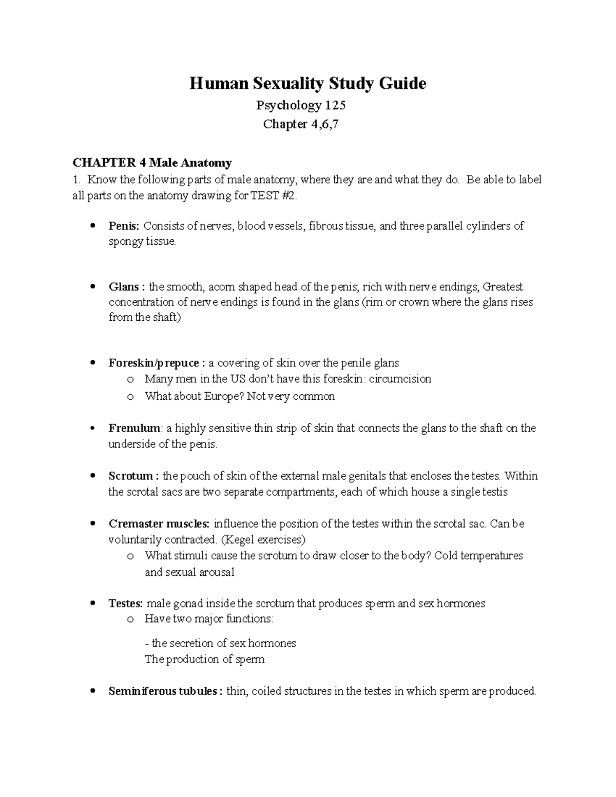 Exam 2 Study Guide Ch 4 6 7 and Gtgio Ch 9 - Human Sexuality Study ...