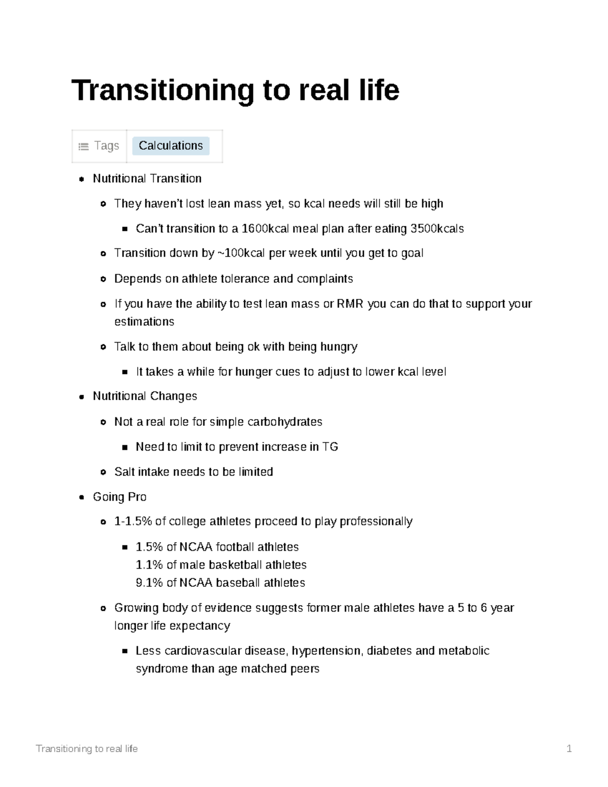 Transitioning to real life - Studocu