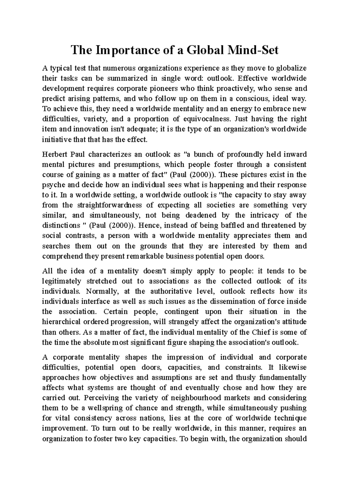 The Importance of a Global Mind - Effective worldwide development ...