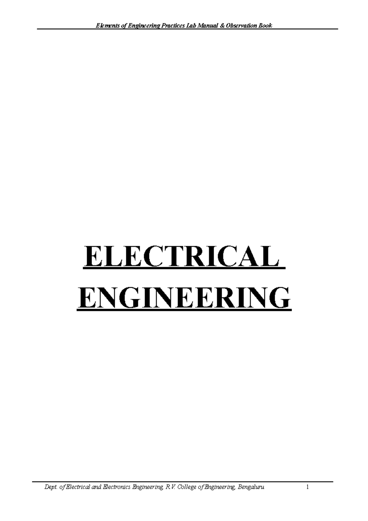 Electrical eLab Manual consisting of lab procedures - ELECTRICAL ...