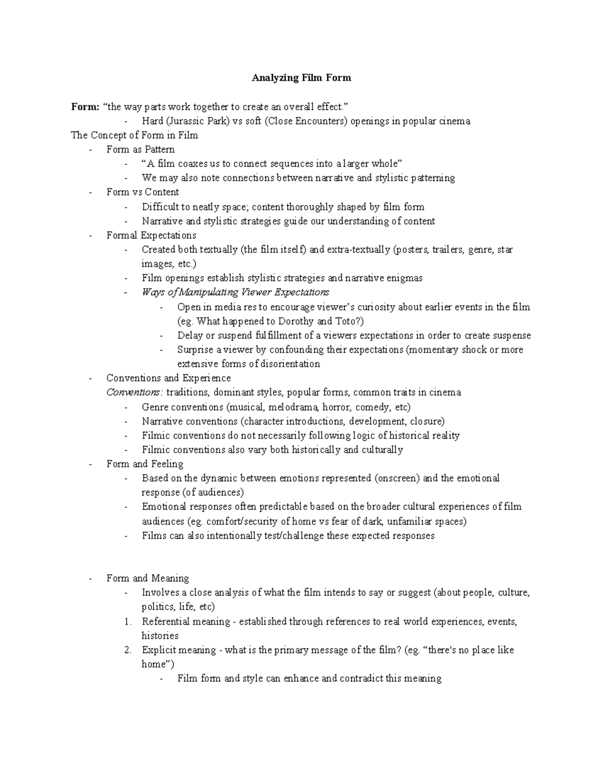Analyzing Film Form + The Principles of Film Form - Analyzing Film Form ...
