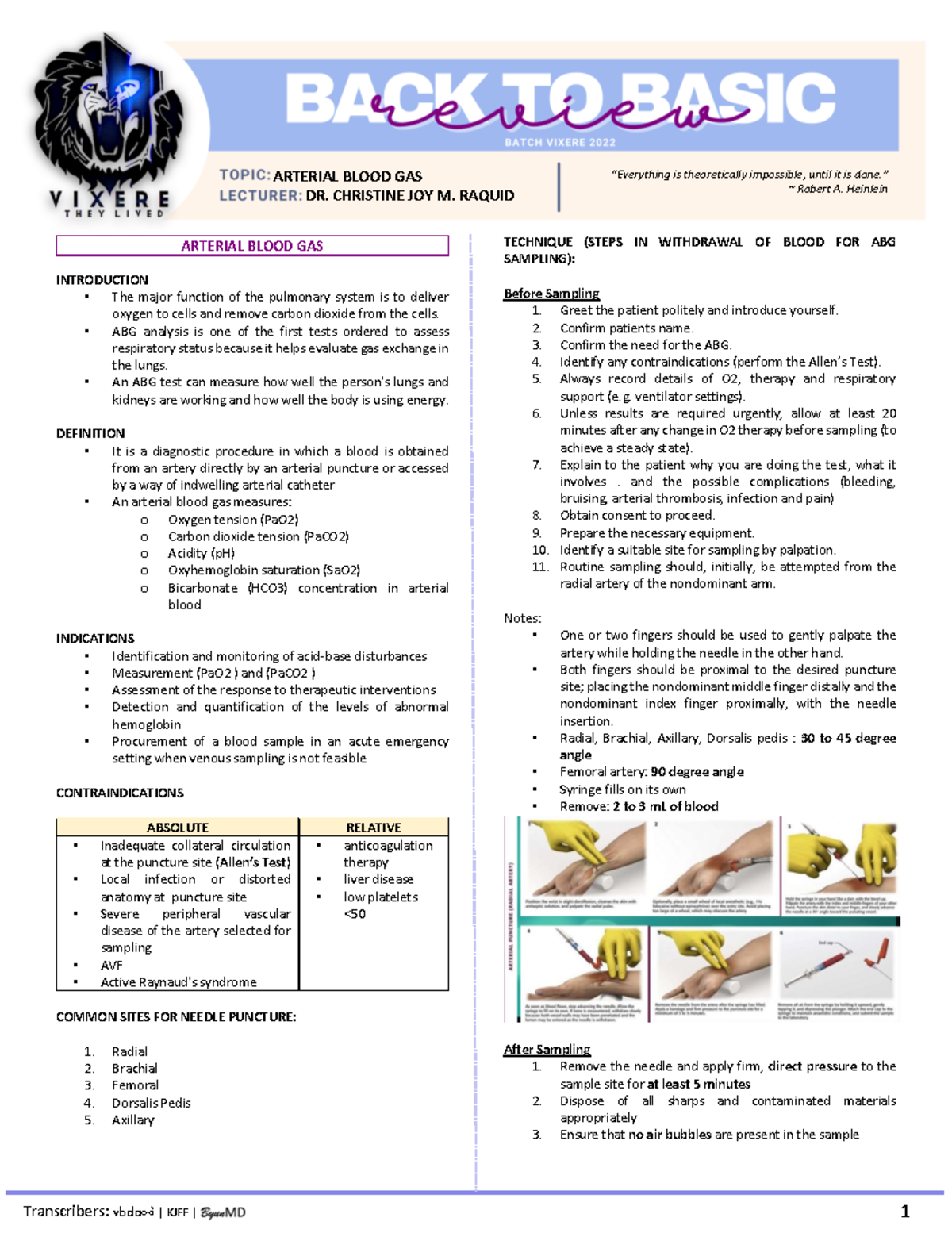 1 Arterial Blood GAS + TIC-TAC-TOE Method - ARTERIAL BLOOD GAS ARTERIAL ...