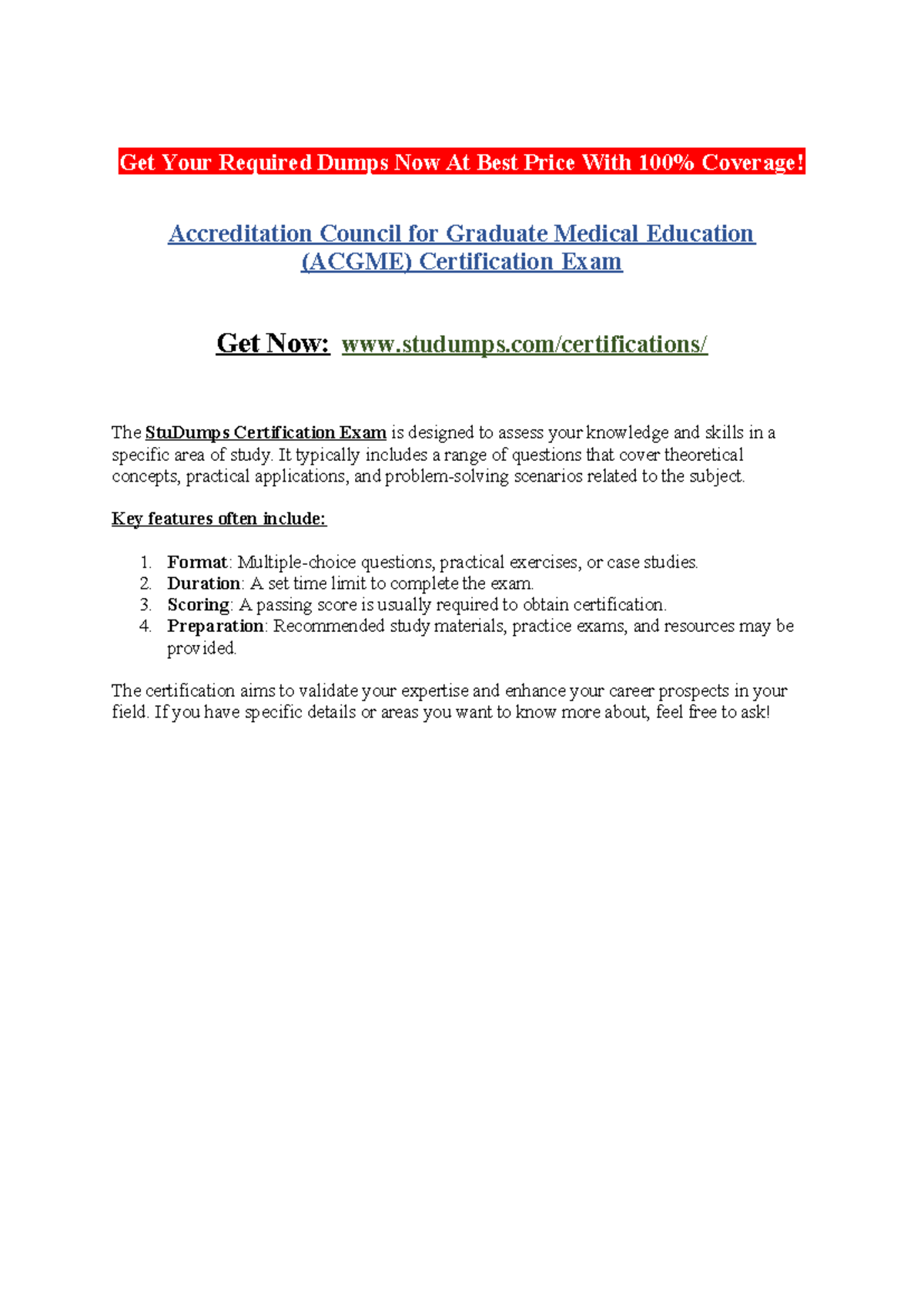 Accreditation Council for Graduate Medical Education ( Acgme ...