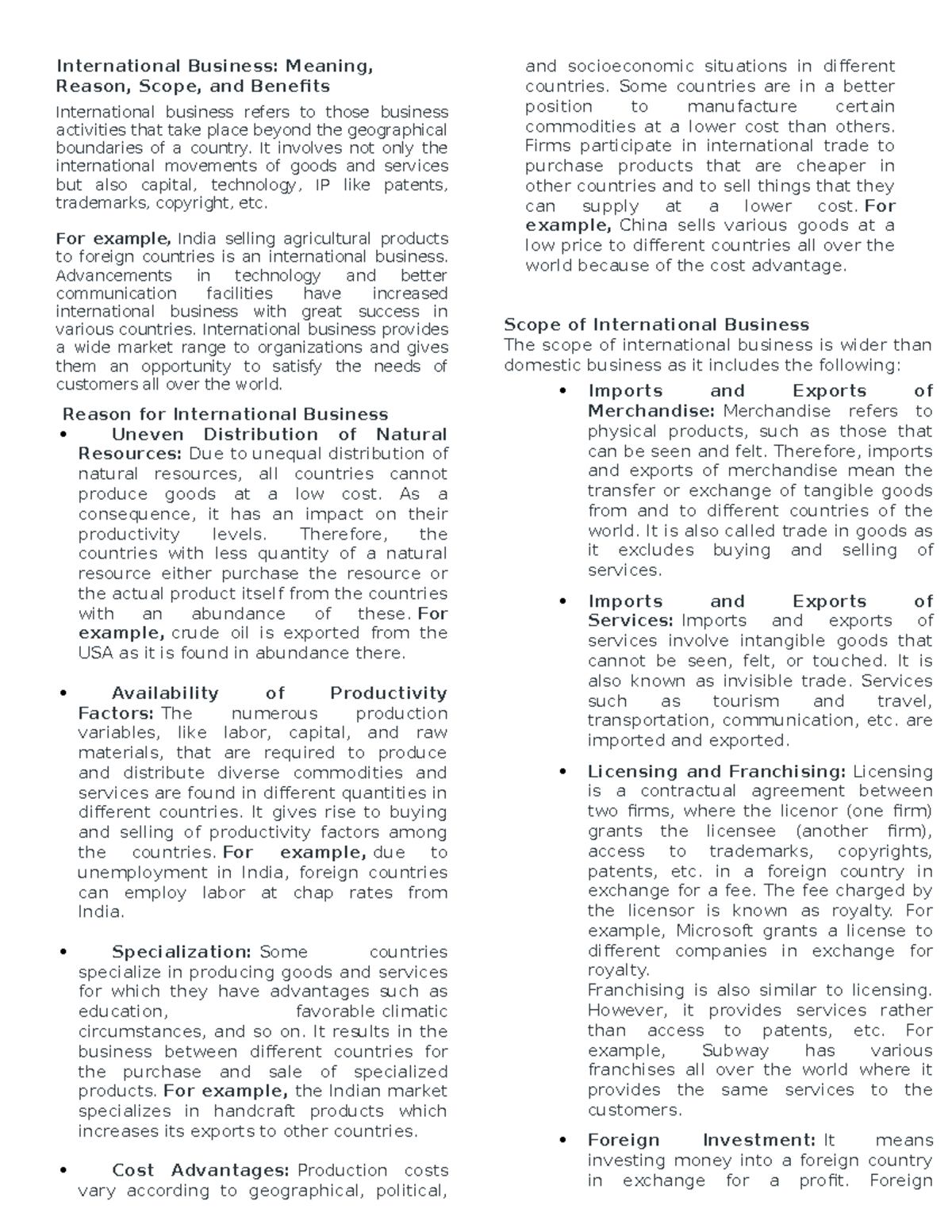 Week 1a International Business reason scope - International Business: Meaning, Reason, Scope ...