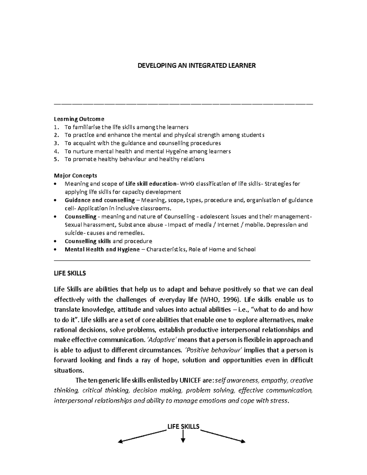 Developing an integrated learner- Life skills, Guidance and Counselling ...