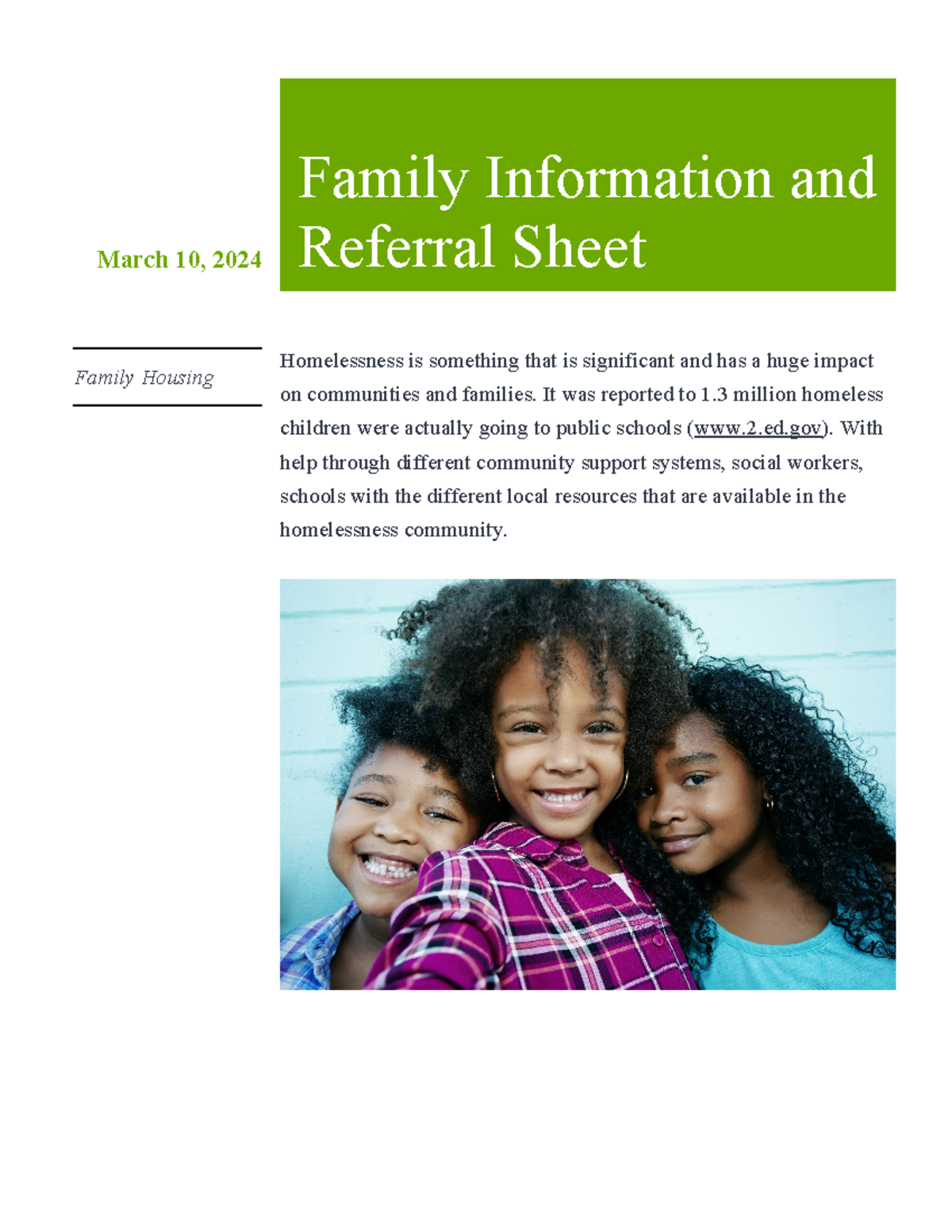 Family Information and Referral Sheet - BHS-240 - March 10, 2024 Family ...