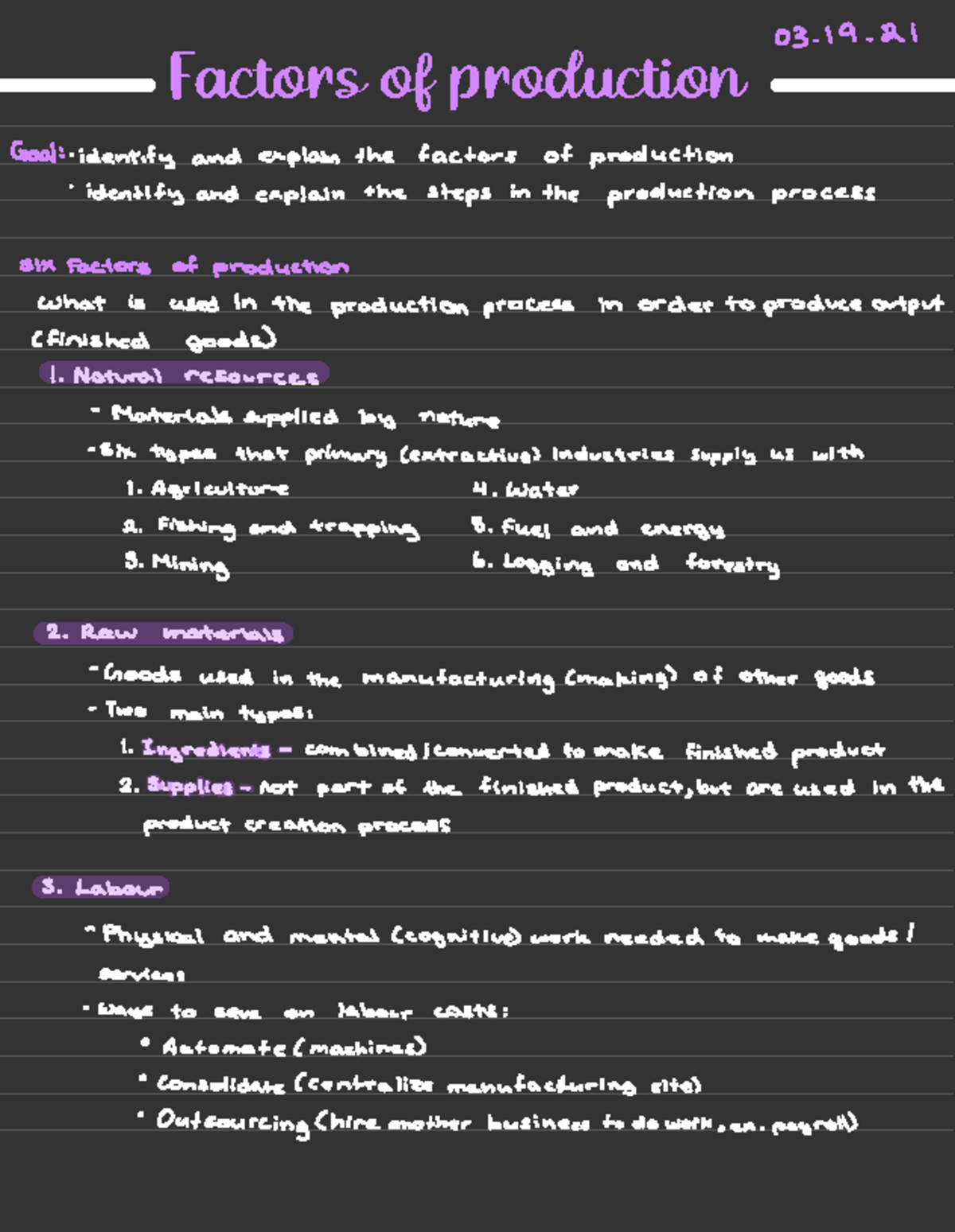 Factors of production - Goal : - identify and explain the factors of ...