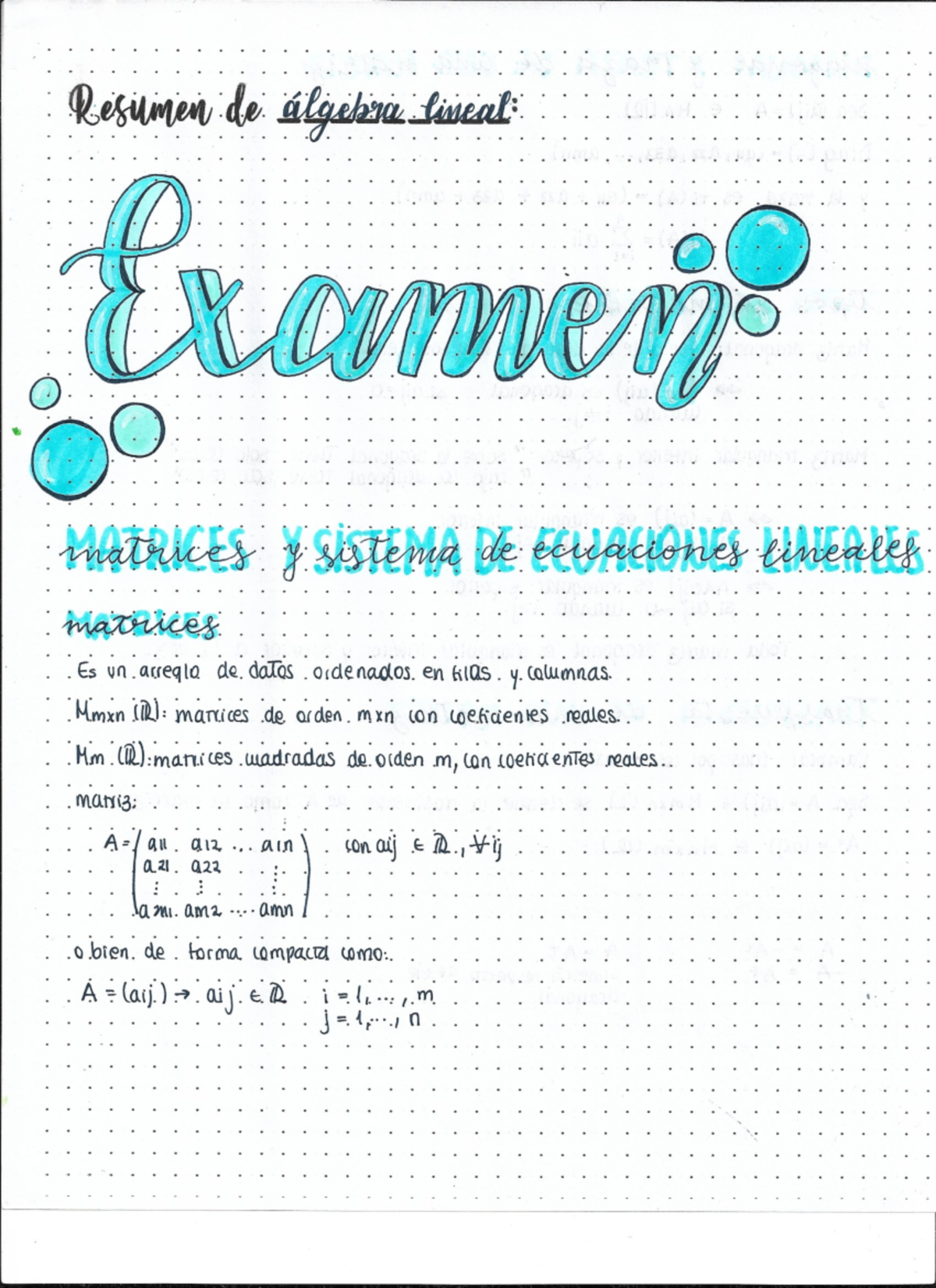 Resumen Álgebra lineal - Cálculo I - Studocu