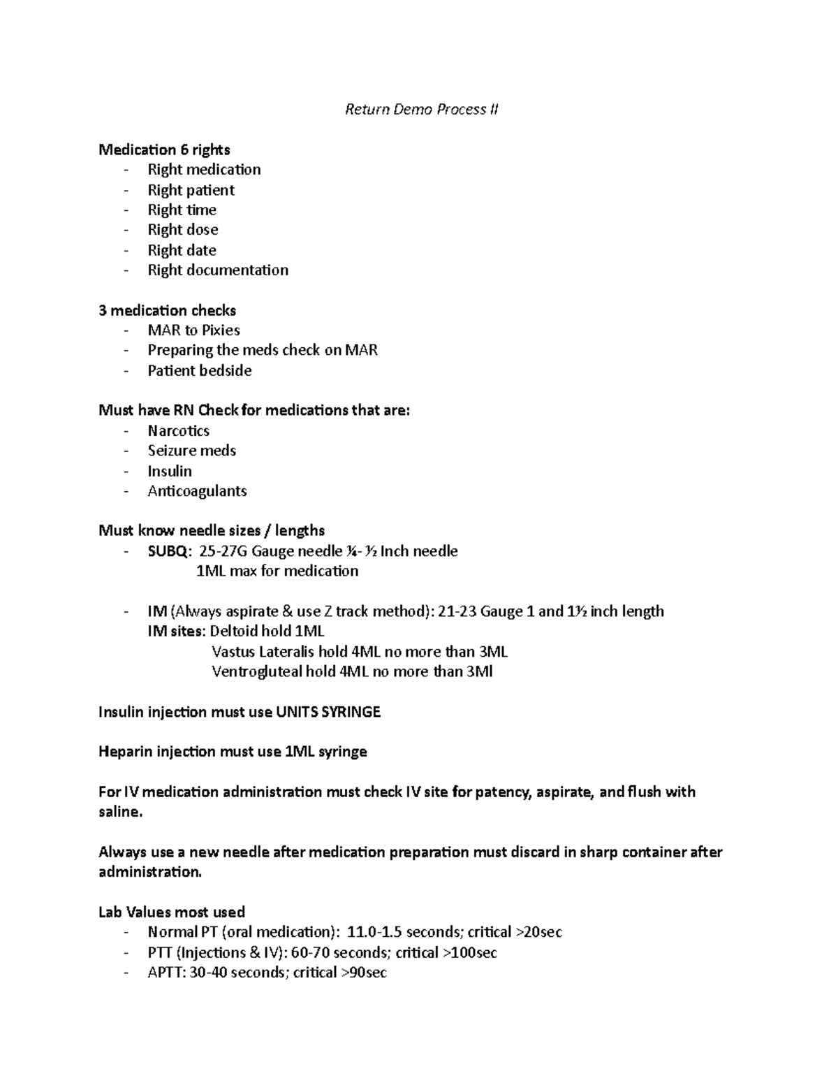 Return Demo Process II - Return Demo Process II Medication 6 rights ...