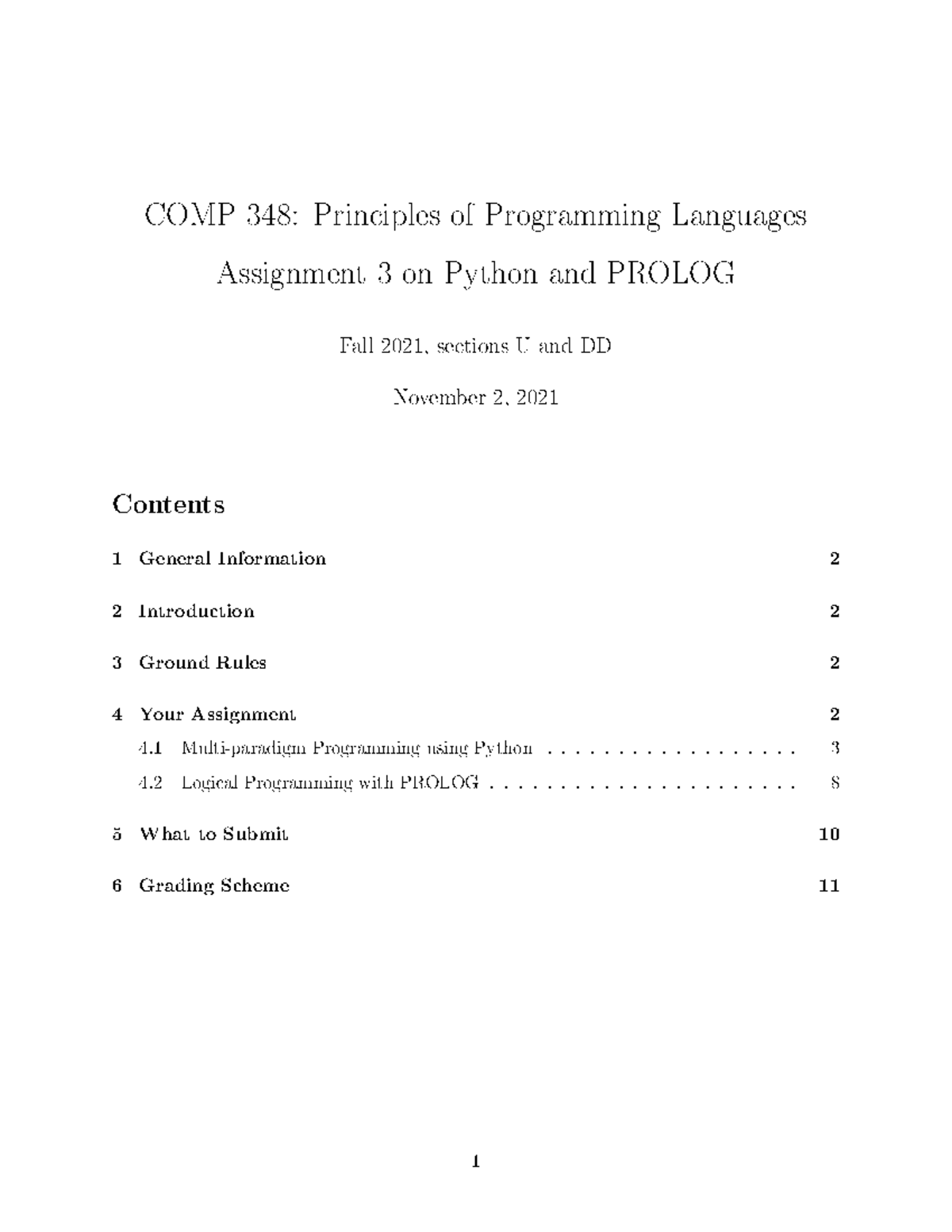 Comp348 fall 2021 assignment 3 on prolog - COMP 348 - Concordia - Studocu