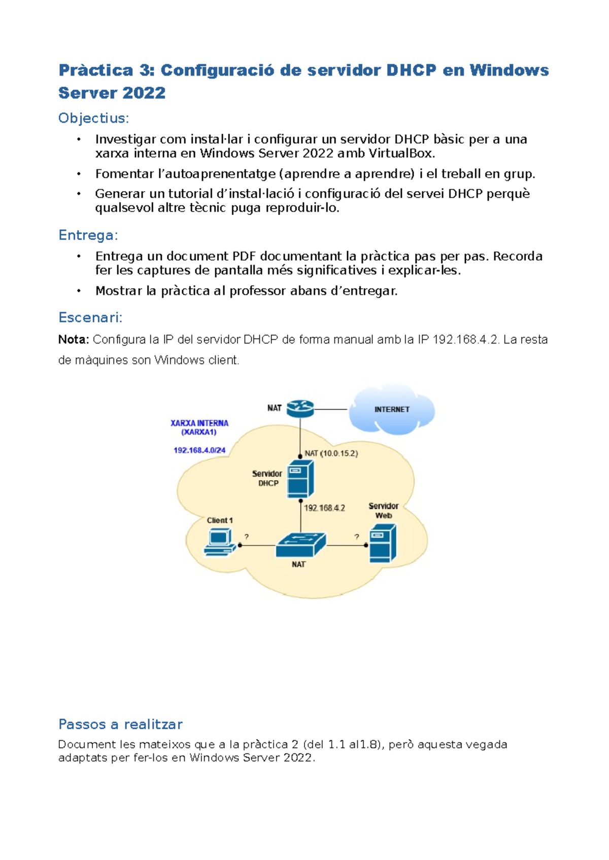Configuracion de servidor DHCP Windows Javi Raul - Pràctica 3: Configuració de servidor DHCP en ...
