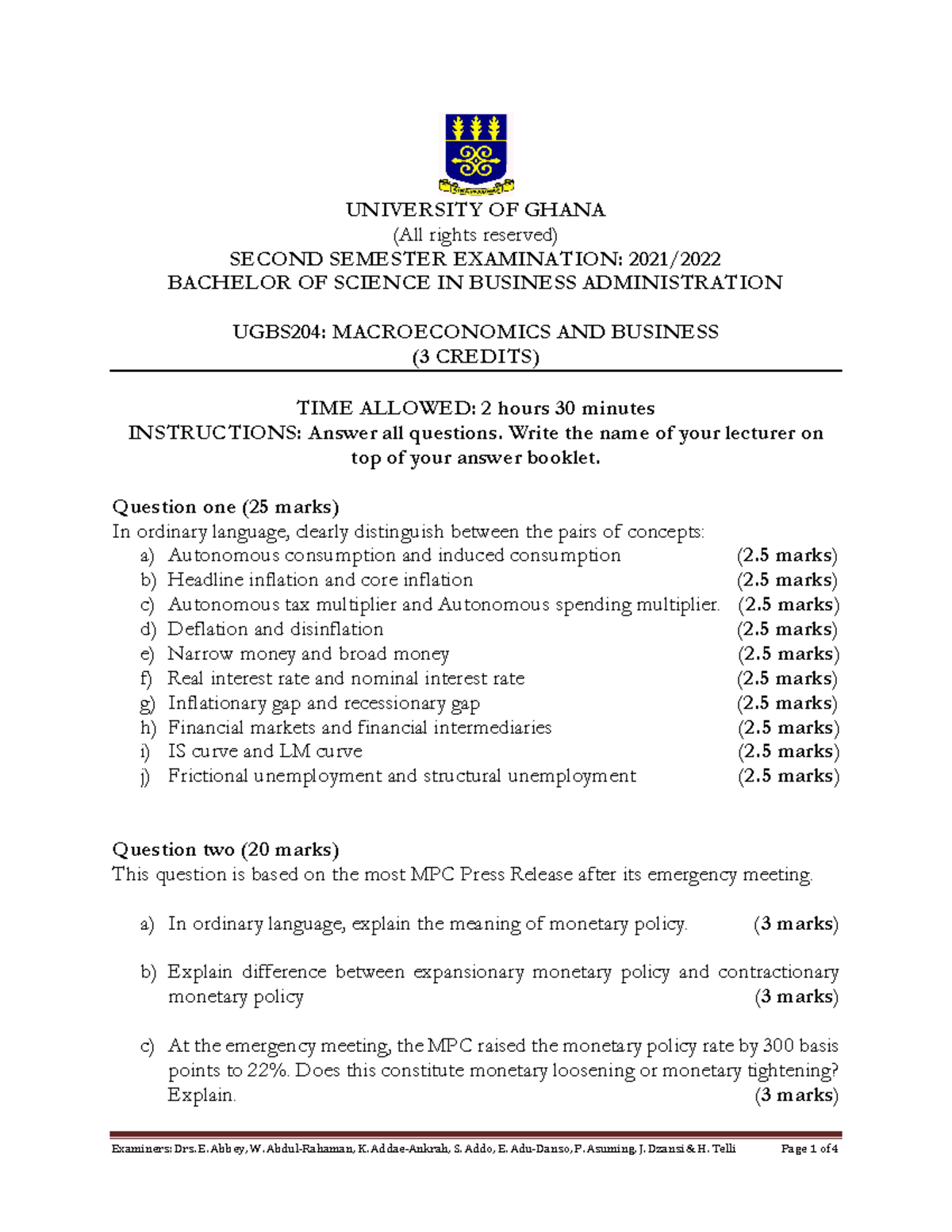 Macro Econs Pasco 2021 2022 - UNIVERSITY OF GHANA (All rights reserved ...