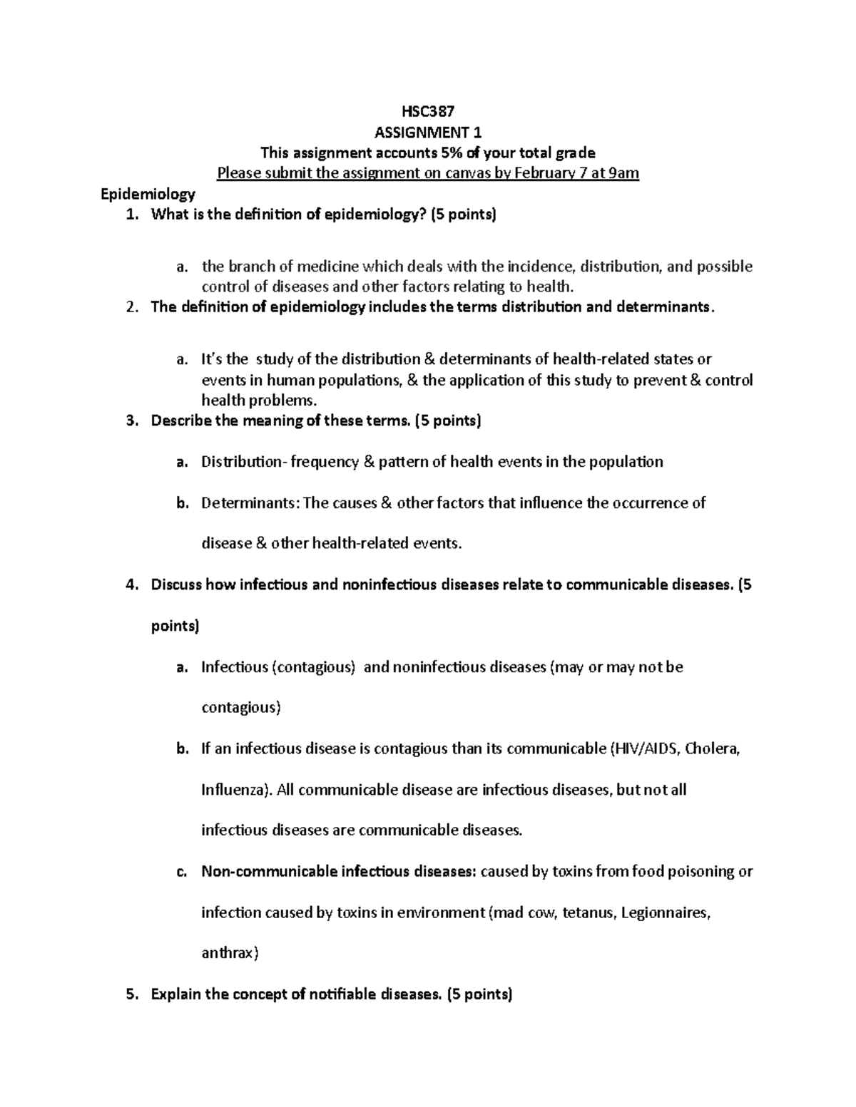 Lecture assignment 1- hsc 387 - ASSIGNMENT 1HSC This assignment accounts 5% of your total grade ...