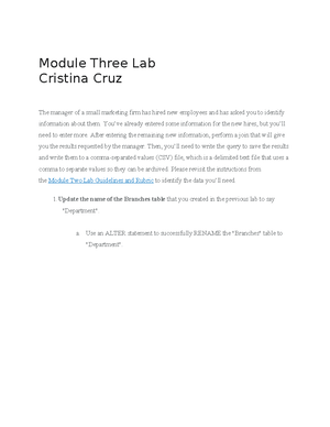 DAT 205 Module Five Journal - DAT 205 Module Five Journal The industry ...