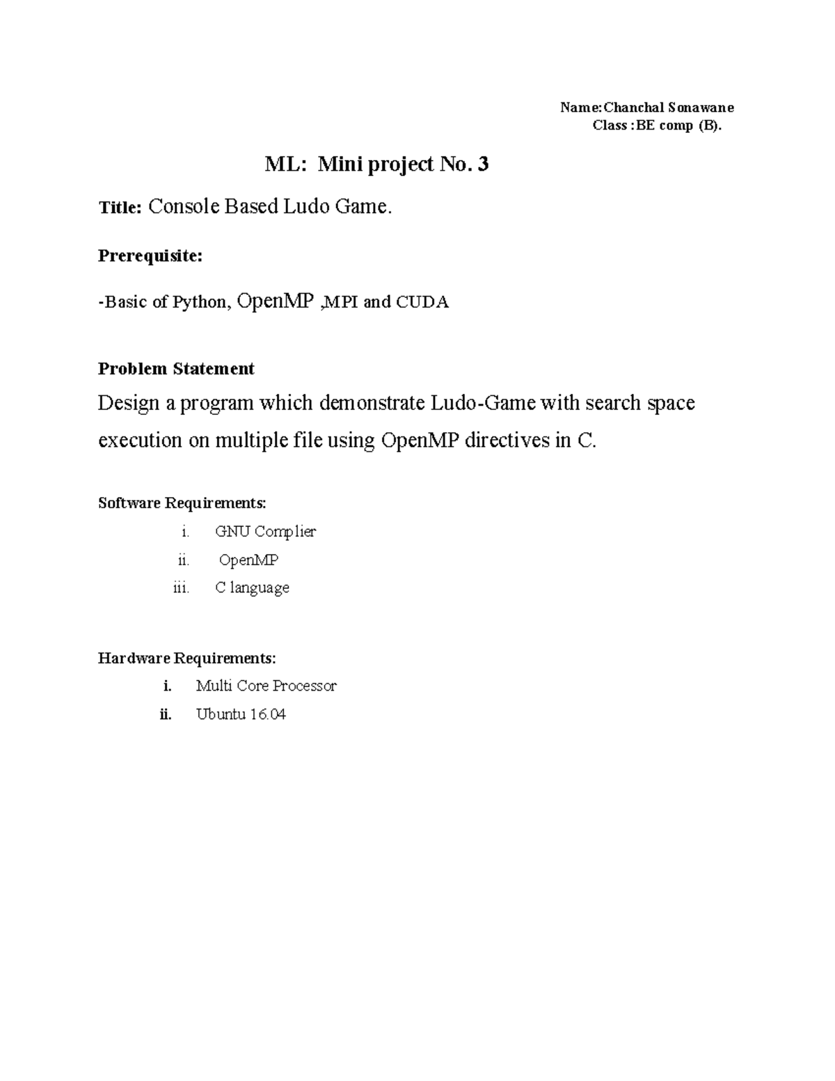 Miniproject 3Manual - Ml assignment - Name:Chanchal Sonawane Class :BE ...