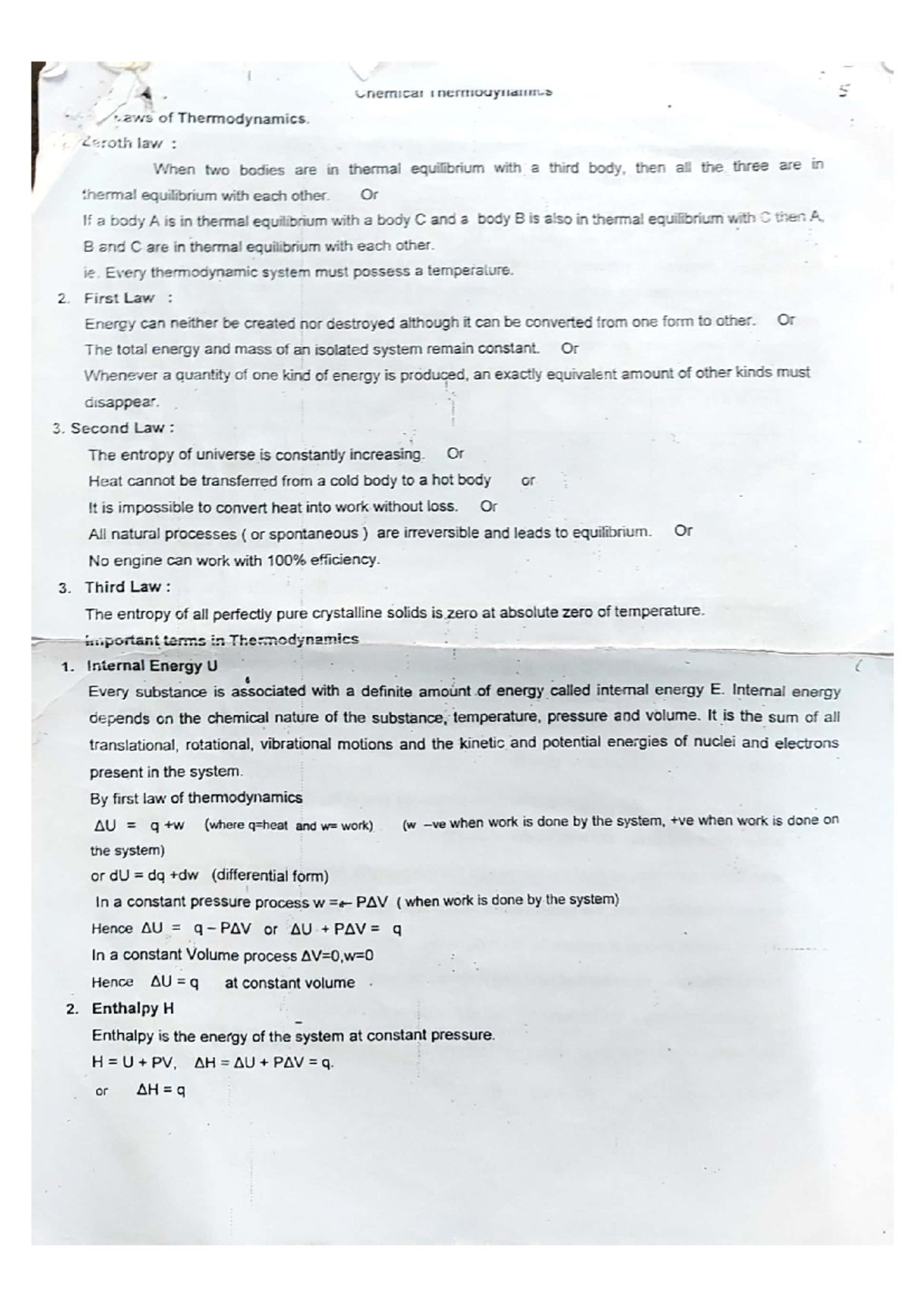 Thermodynamics chemistry - Btech Computer Science Engineering - Studocu