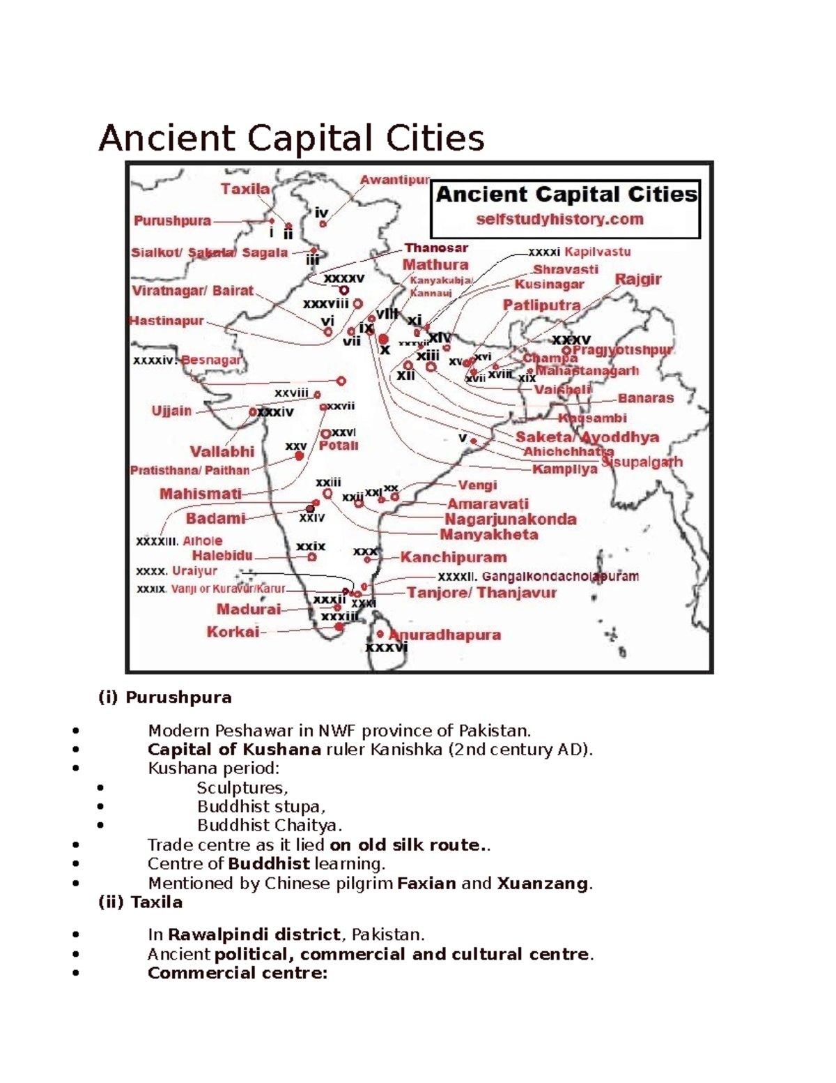 Ancient capital cities - Ancient Capital Cities (i) Purushpura Modern ...