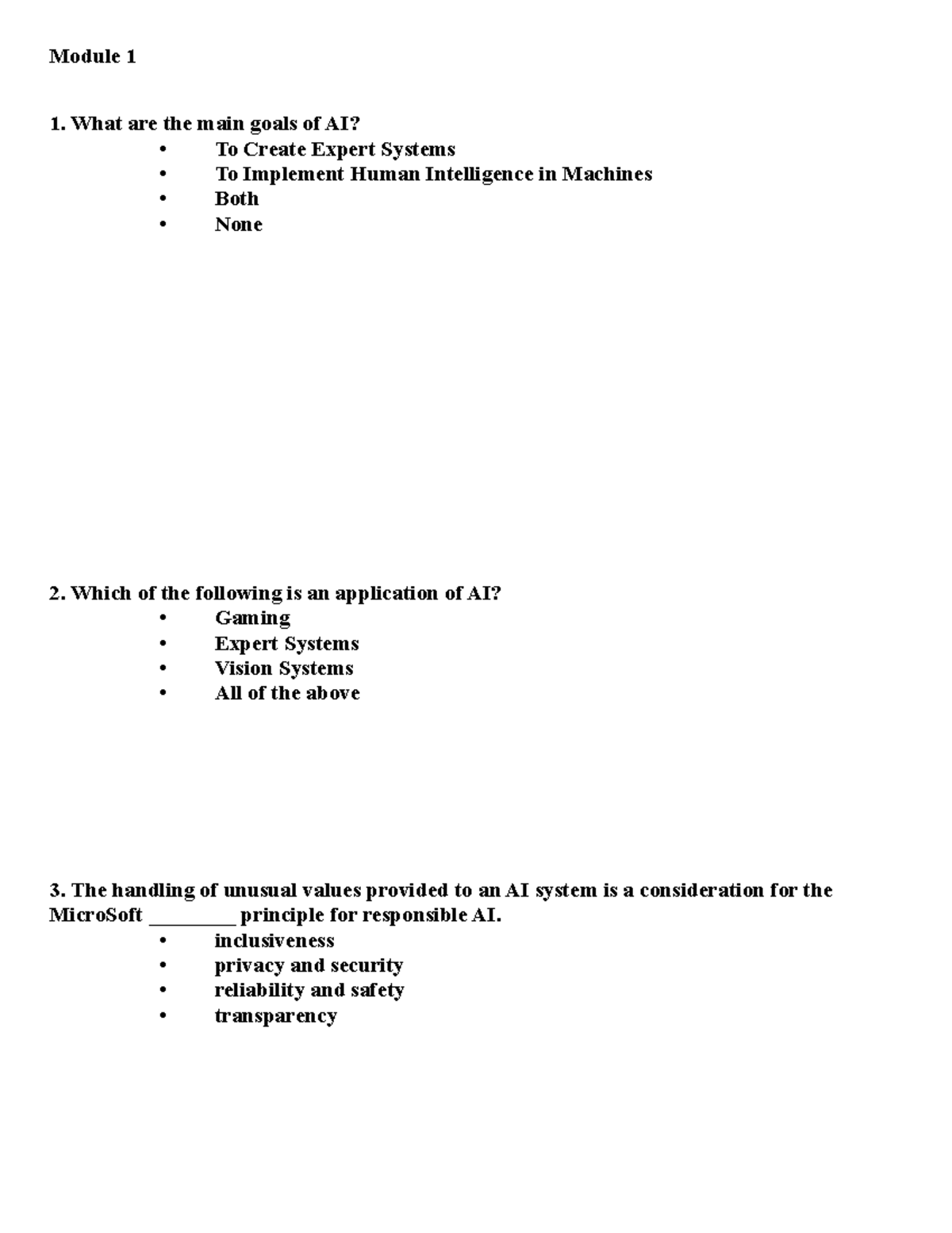 AI-900 Exam Quiz - QUIZ - Module 1 What are the main goals of AI? To ...