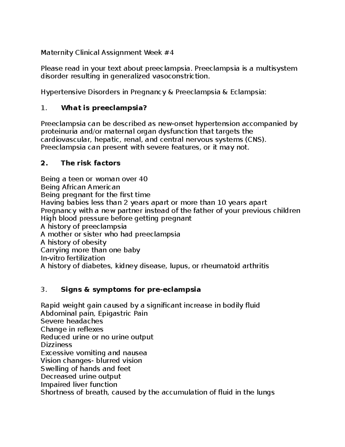 Maternal clinical assignment - Maternity Clinical Assignment Week ...