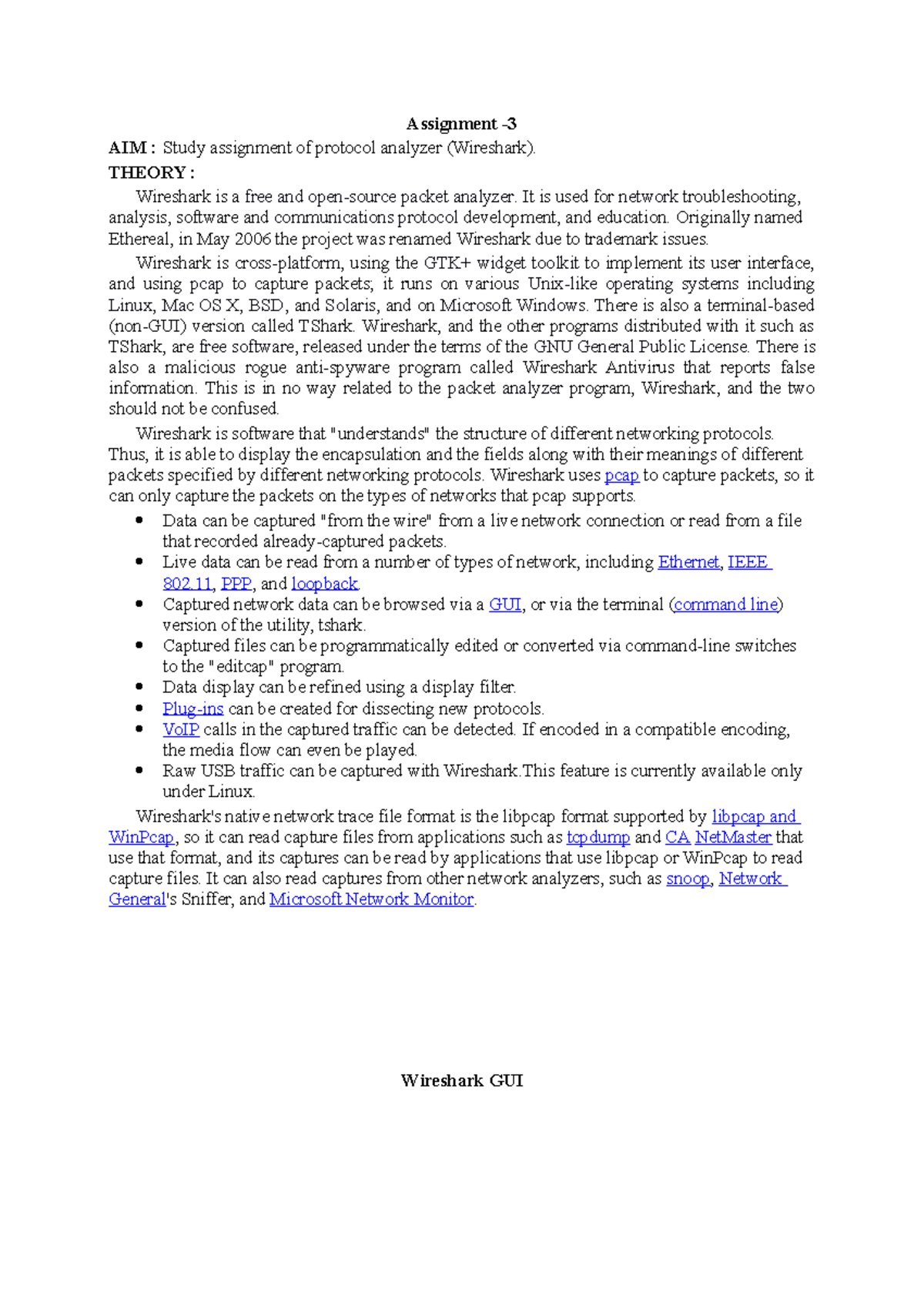 Assg No 3 - tutorial - Assignment - AIM : Study assignment of protocol ...