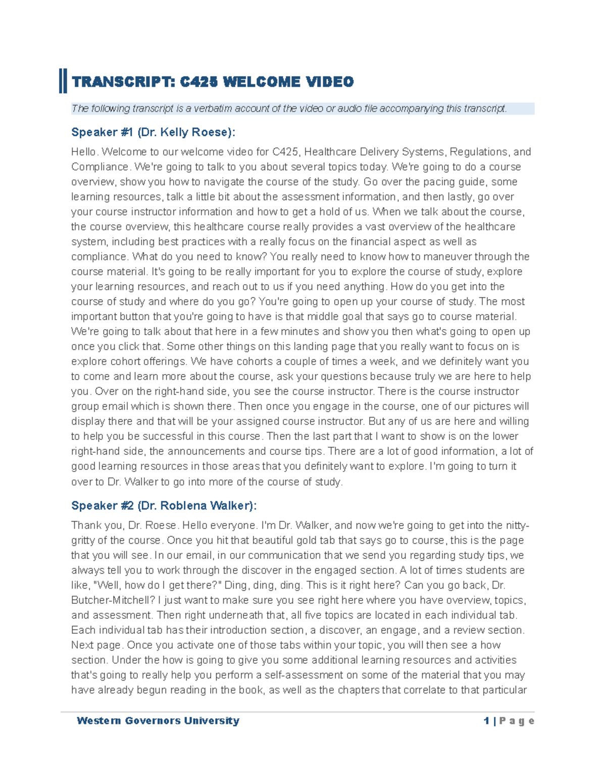 C425 Welcome Video ~Transcript - TRANSCRIPT: C 425 WELCOME VIDEO The ...