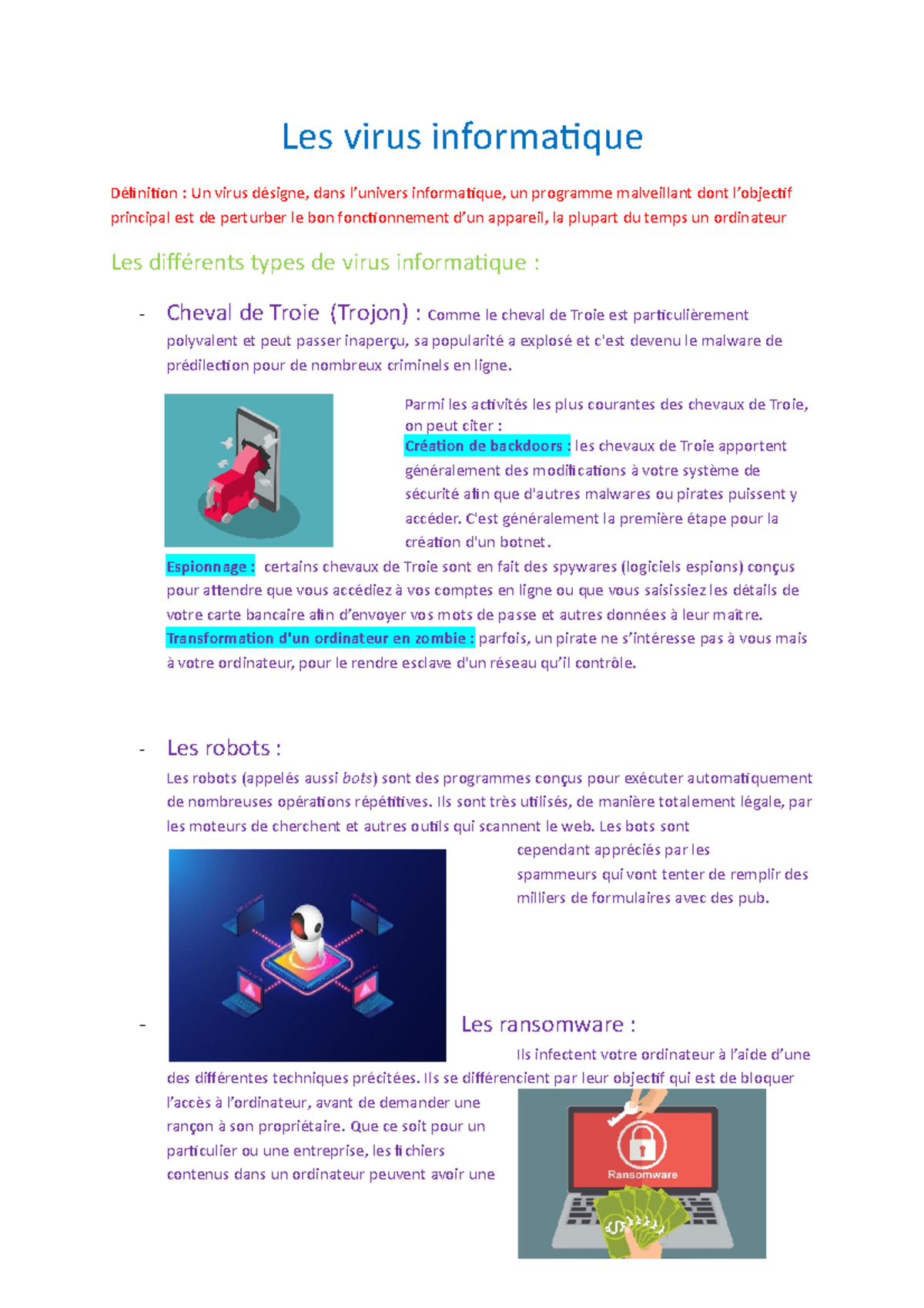 Les virus informatique dans le système d'information d'une entreprise ...