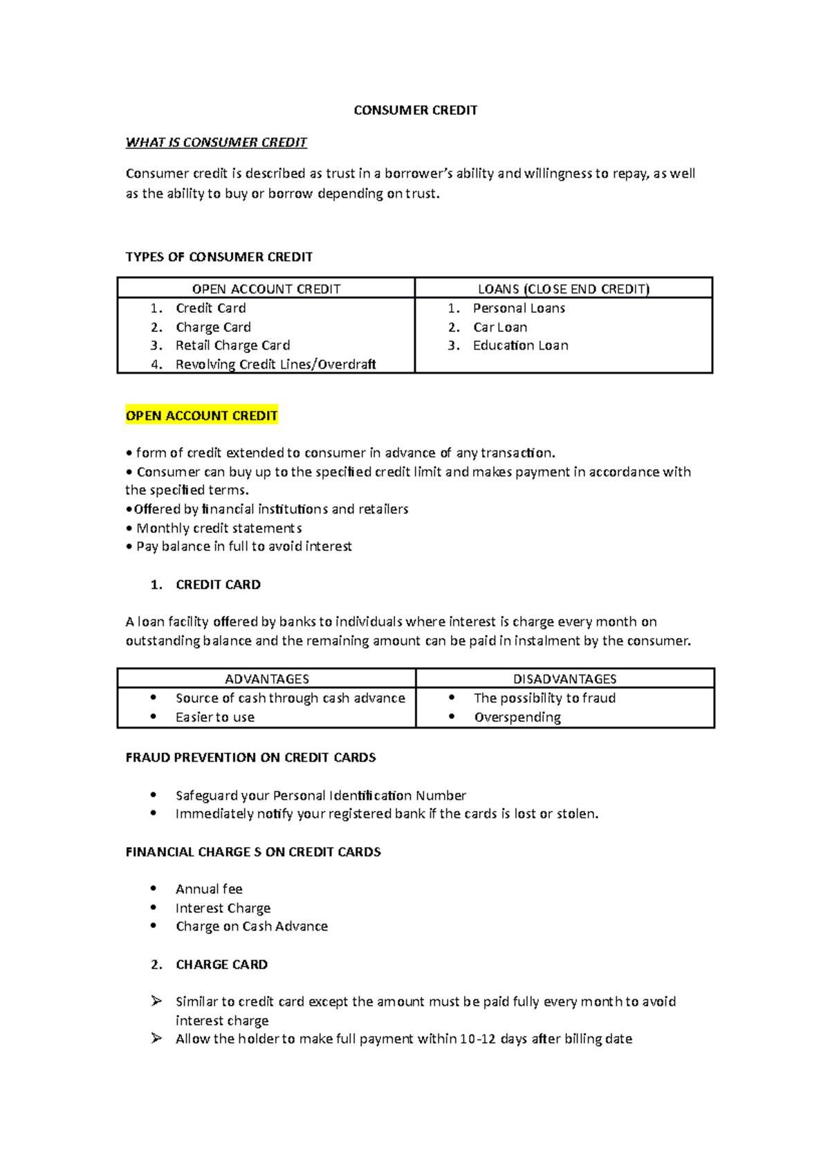 Consumer Credit - Financial Management - UiTM - Studocu