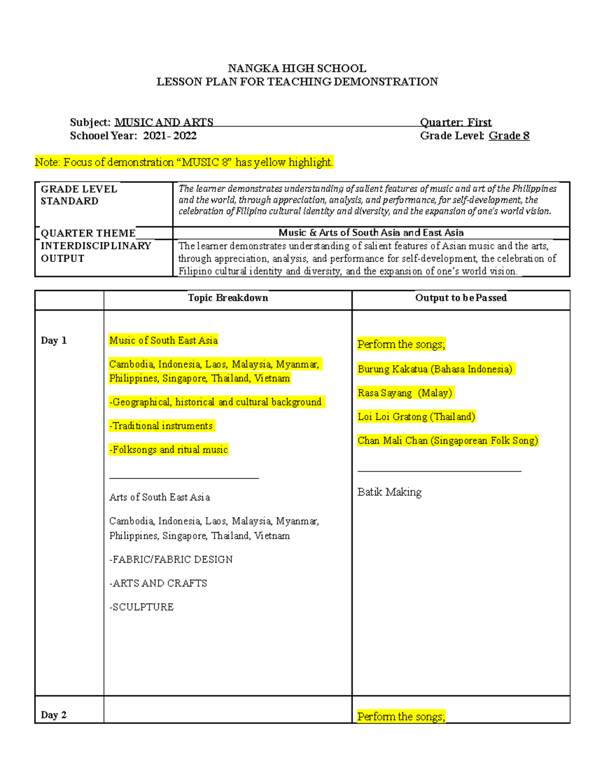 LP teaching demonstration Music 8 Hazel Delos Reyes - NANGKA HIGH ...