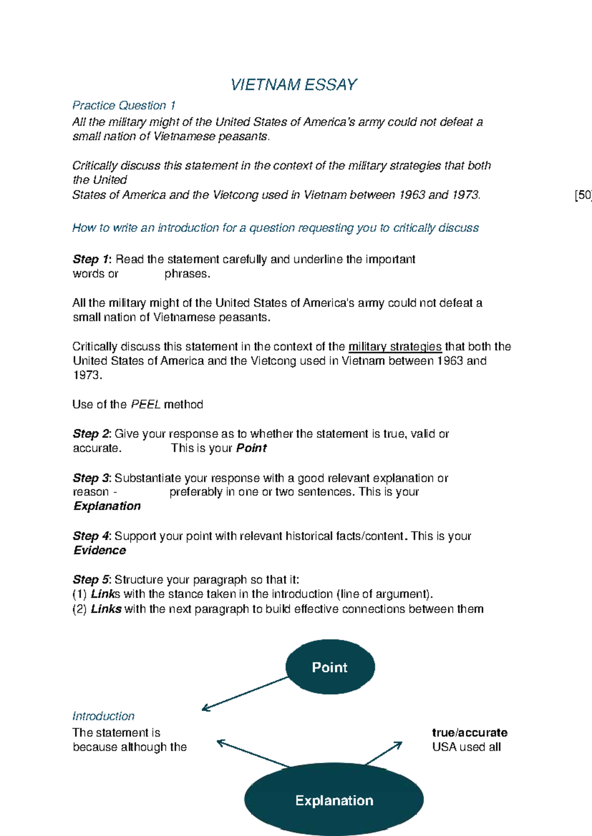 Vietnam Essay History - VIETNAM ESSAY Practice Question 1 All the ...