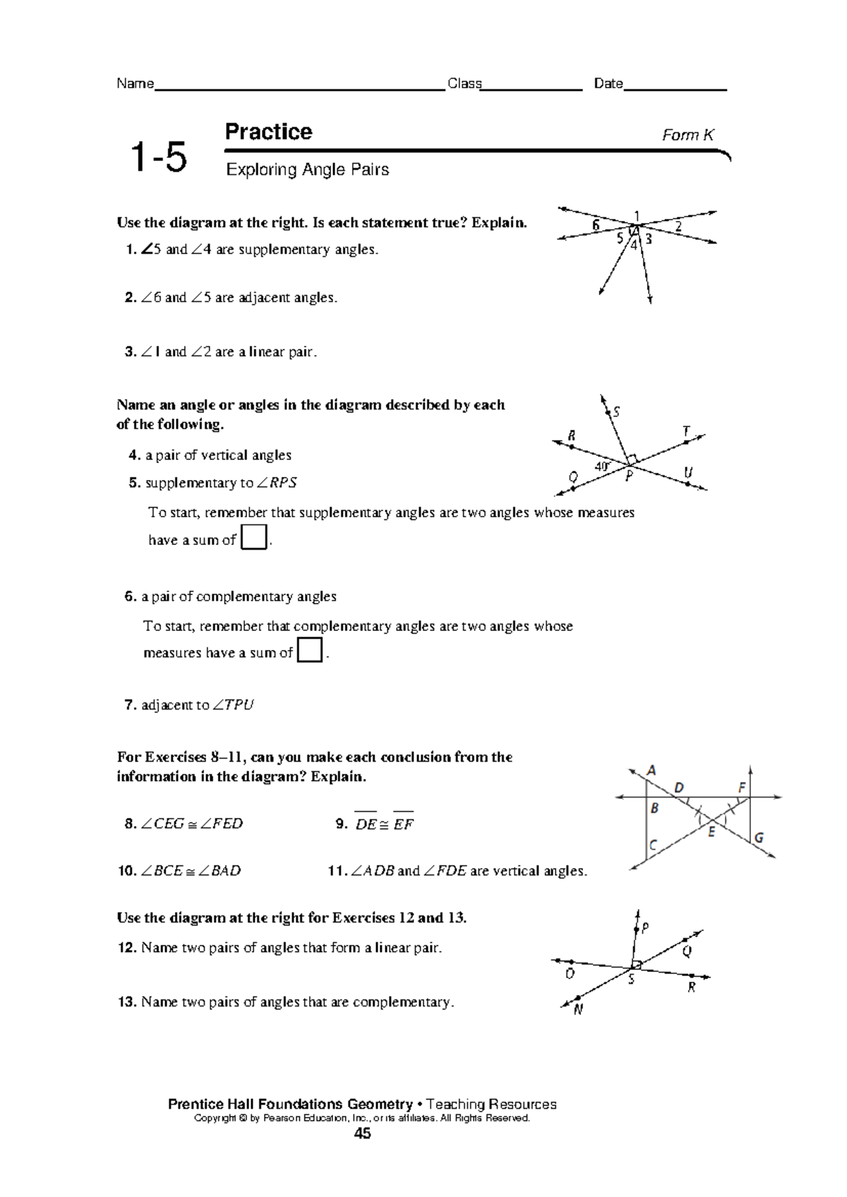 Geo 1.5 K 2 - you have to graph linear problems - Name Class Date 1 - 5 ...