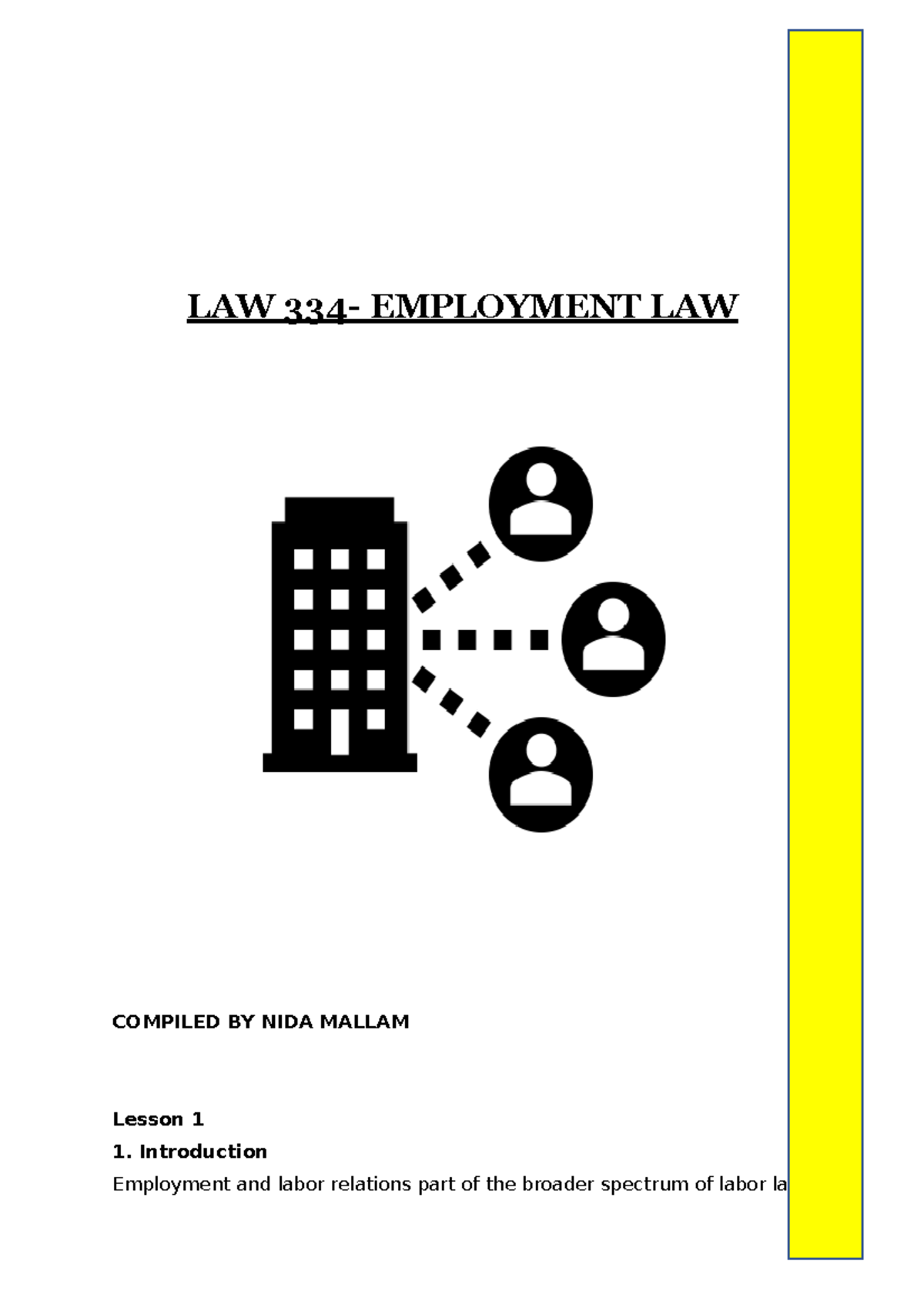 Employment LAW Booklet - LAW 334- EMPLOYMENT LAW COMPILED BY NIDA ...