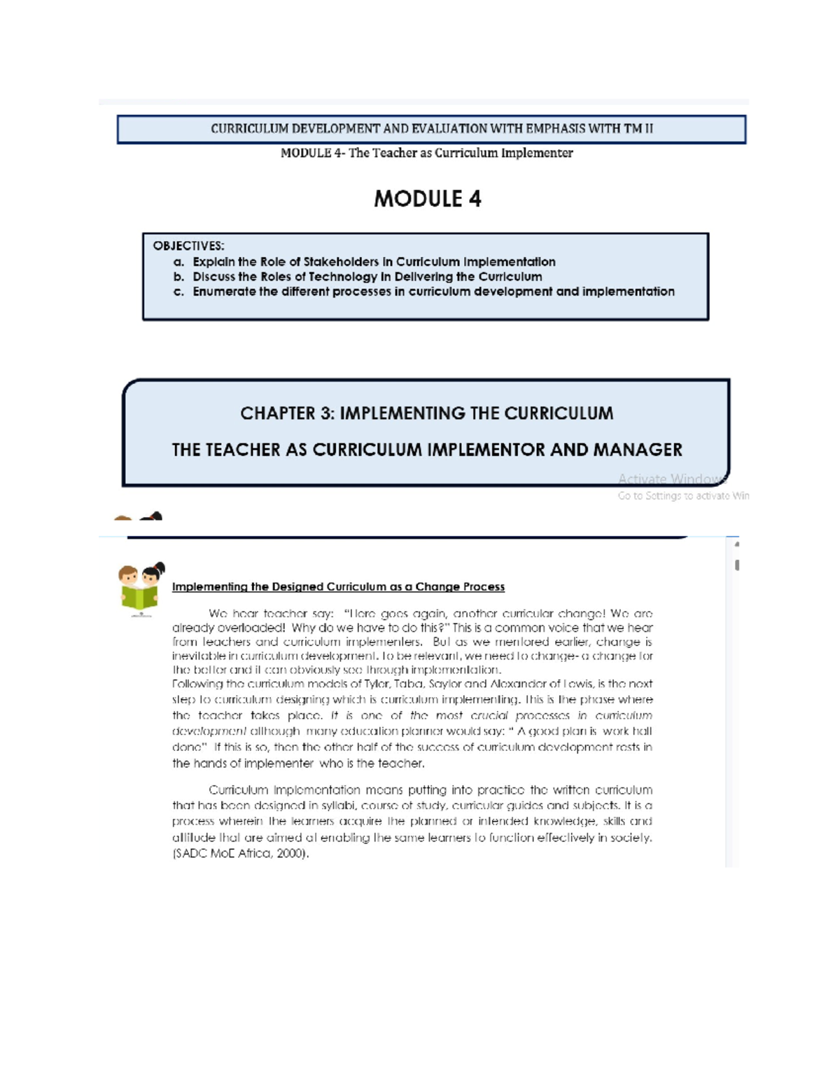 Module 4 The Teacher as Curricuum Implementer - Building and Enhancing ...