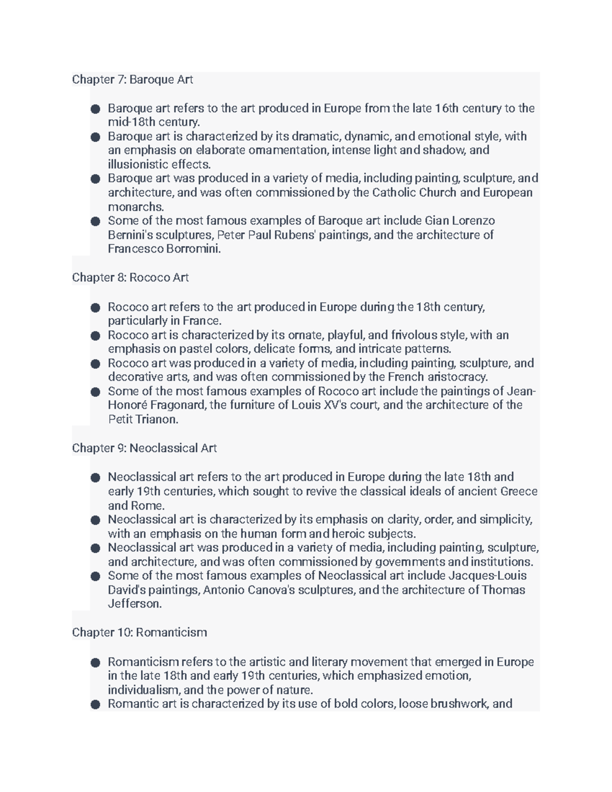 History of Art - Chapter 7: Baroque Art Baroque art refers to the art ...