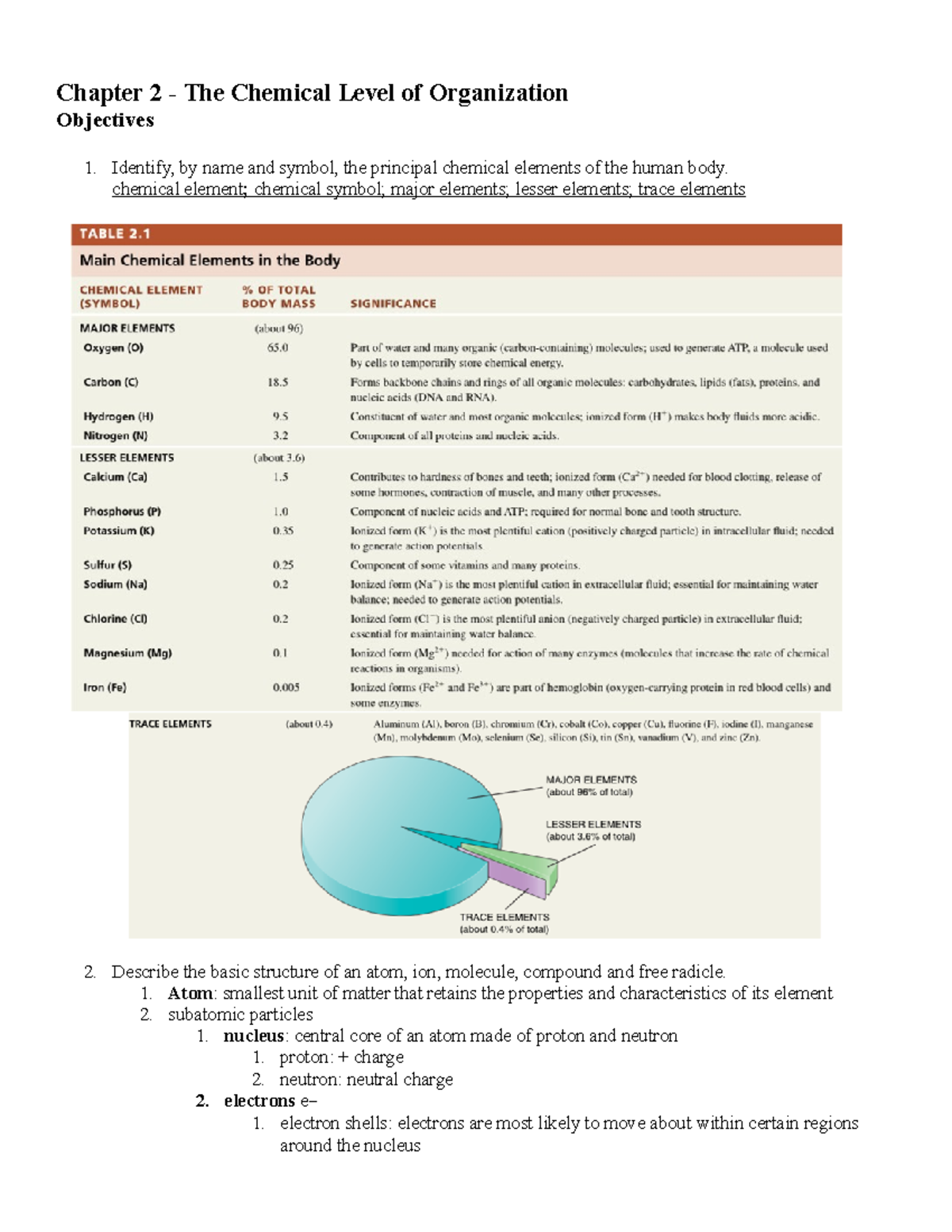 Chapter 2 - The Chemical Level of Organization - Chapter 2 - The ...