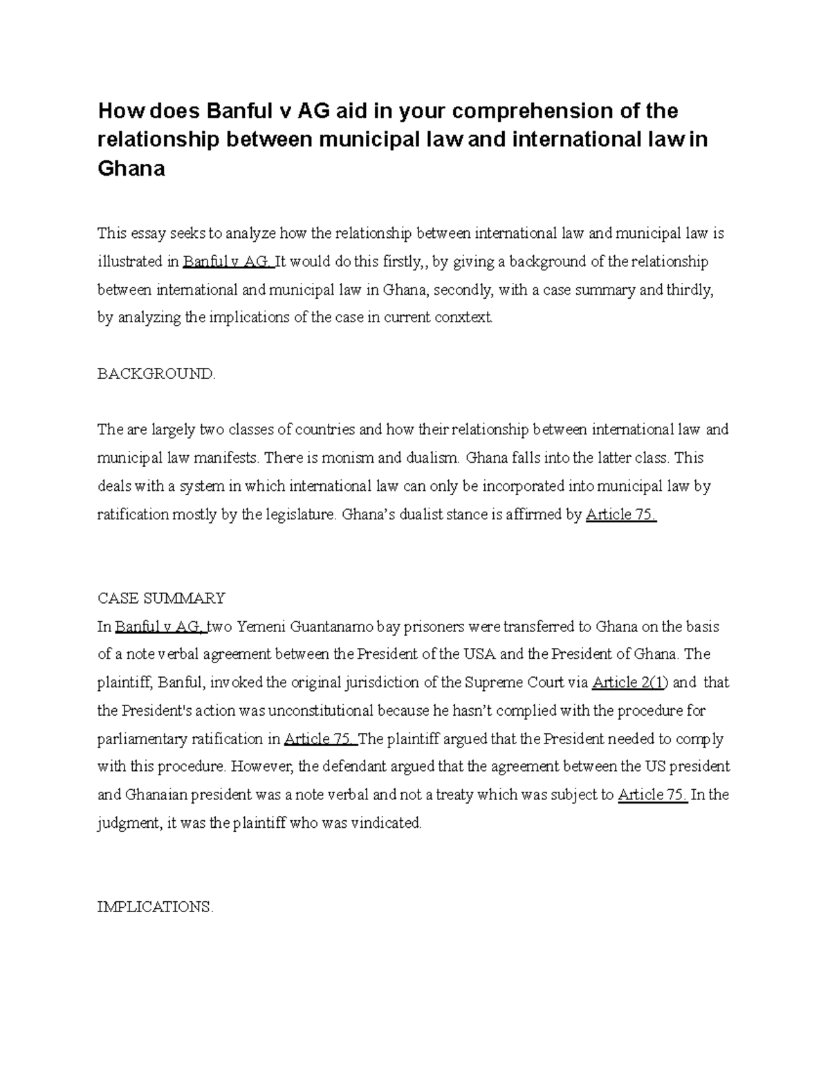 Constitutional law practice question - How does Banful v AG aid in your ...