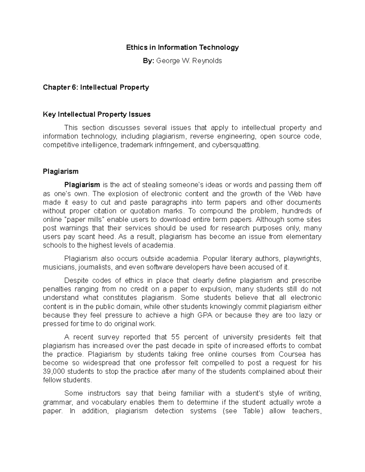 Chapter 6 Intellectual Property Key Intellectual Property Issues ...