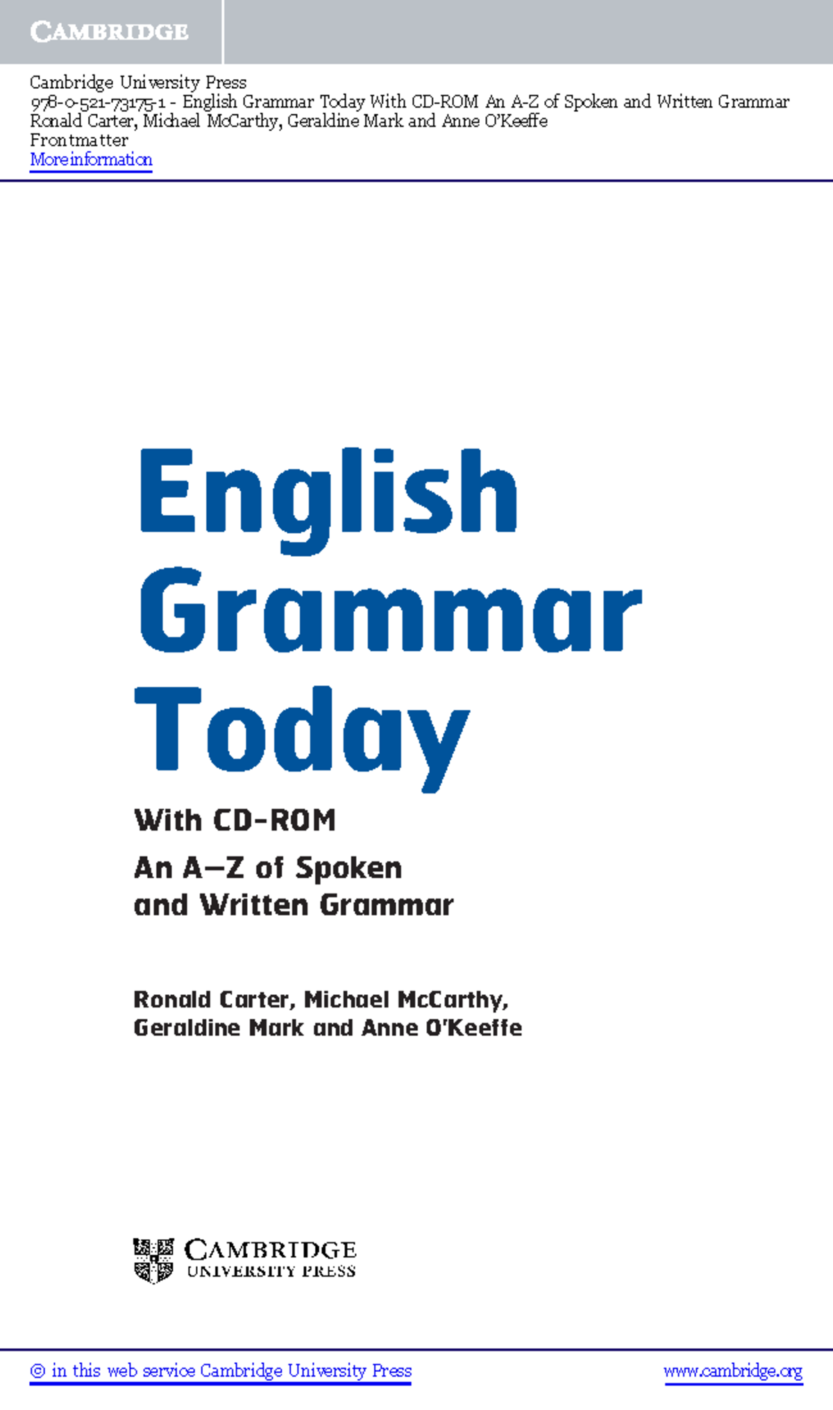 English Grammar Today With CD ROM An A Z - English Grammar Today With ...