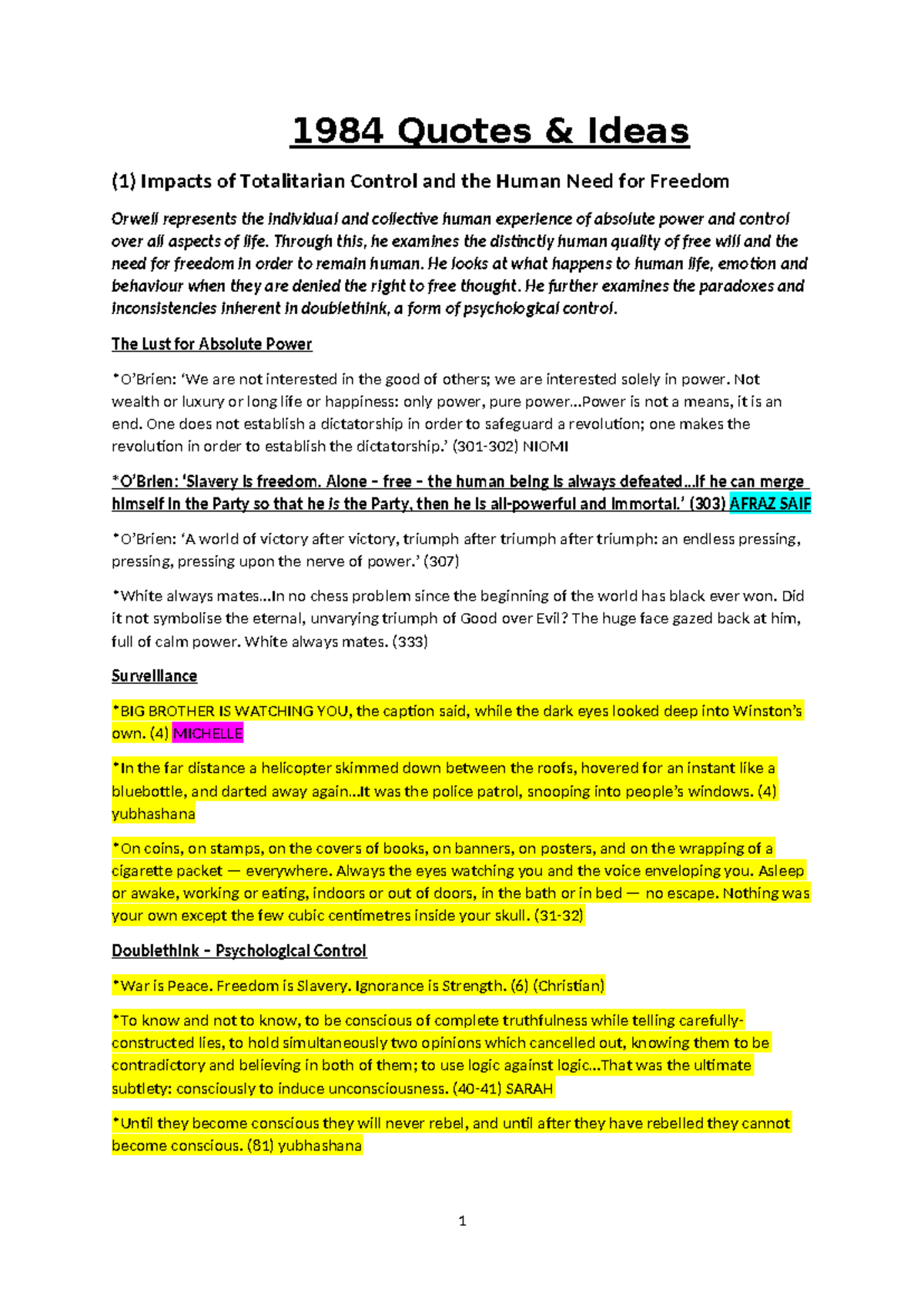 1984 Human Experience Themes and Quotes - 1984 Quotes & Ideas (1 ...