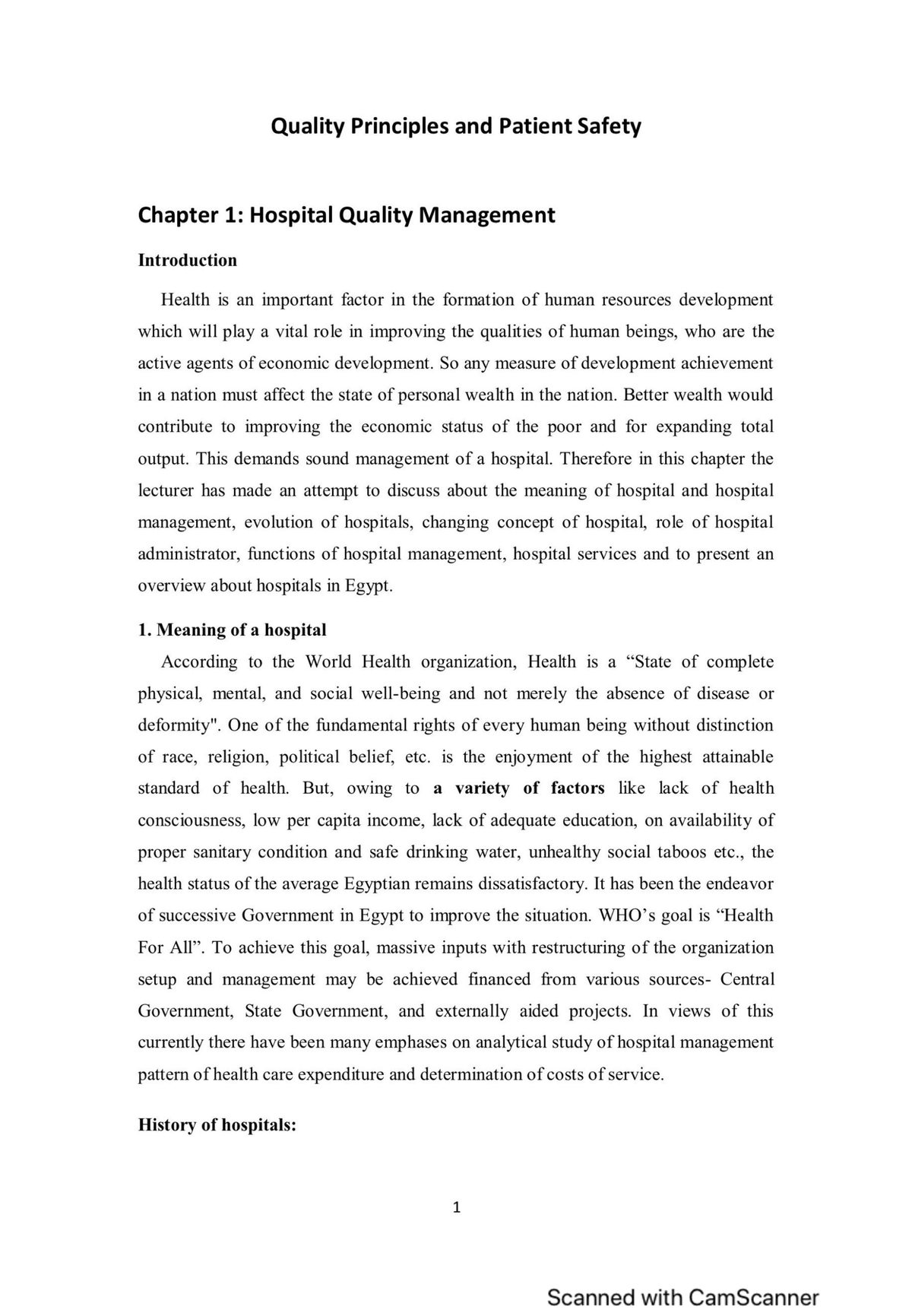 Principles of quality and patient safety - Internal Medicine - Studocu