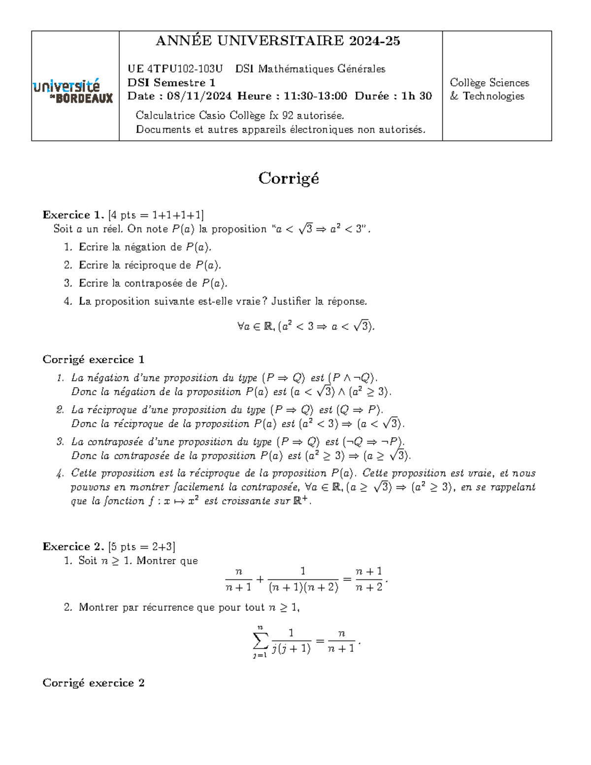 DSI mate corregido - Examen - ANN ́EE UNIVERSITAIRE 2024- UE 4TPU102 ...