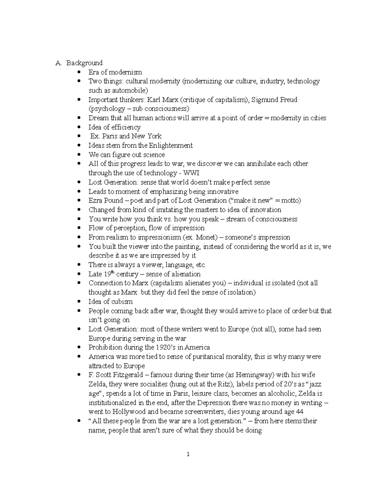 American Literature - A. Background Era of modernism Two things ...