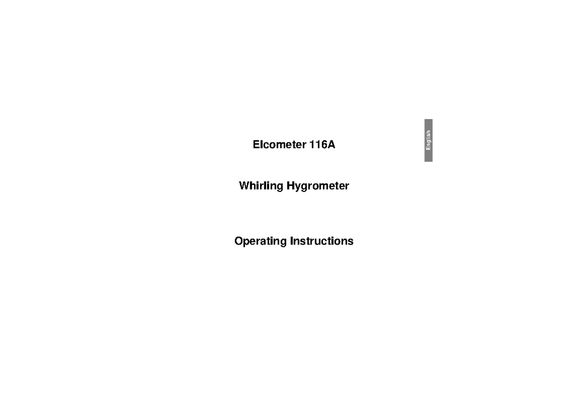 Hygrometer - English Elcometer 116A Whirling Hygrometer Operating ...